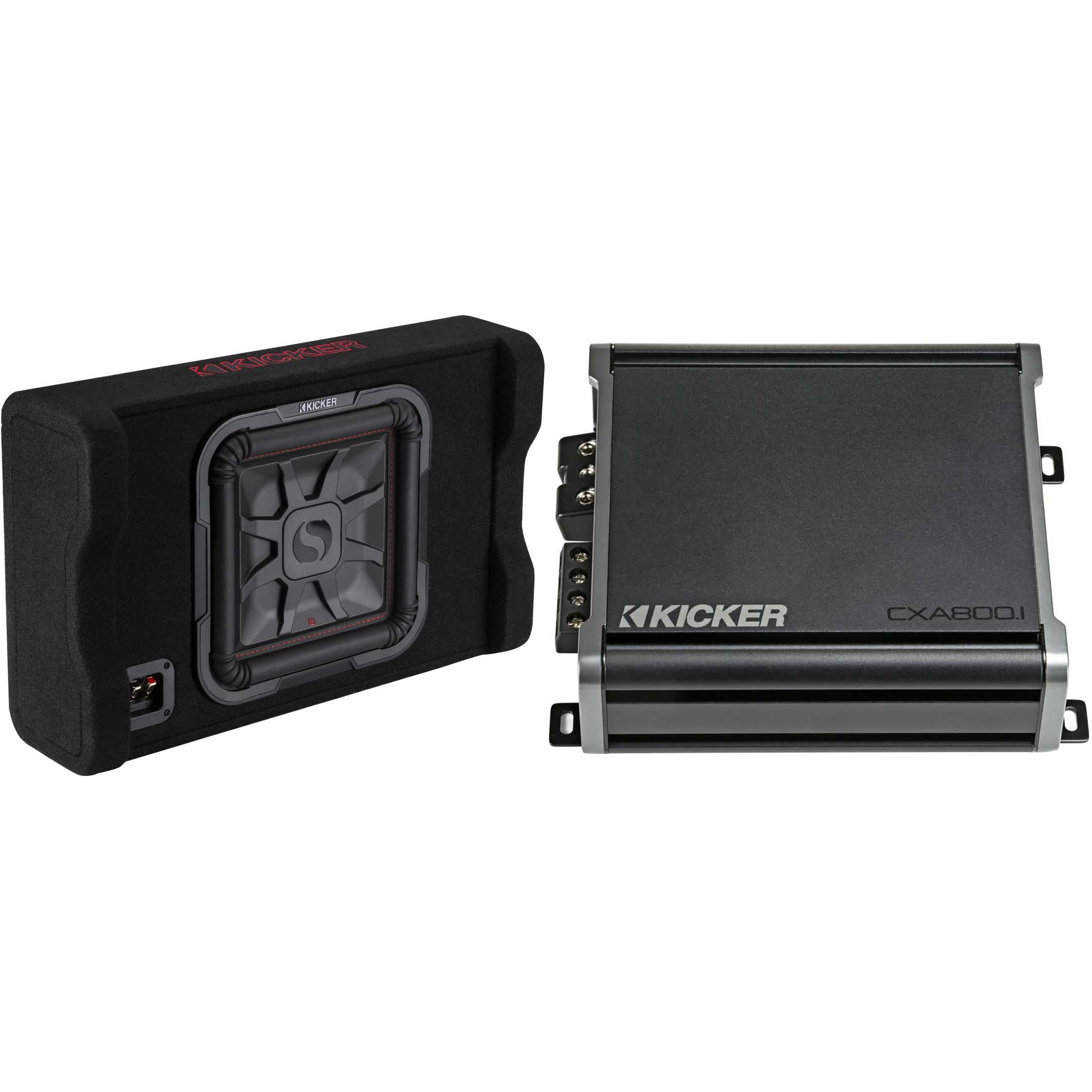 Kicker 49L7TDF122 Down-Firing 12" L7T 2-Ohm Subwoofer Enclosure & CX800.1 Mono Amplifier Bundle ...