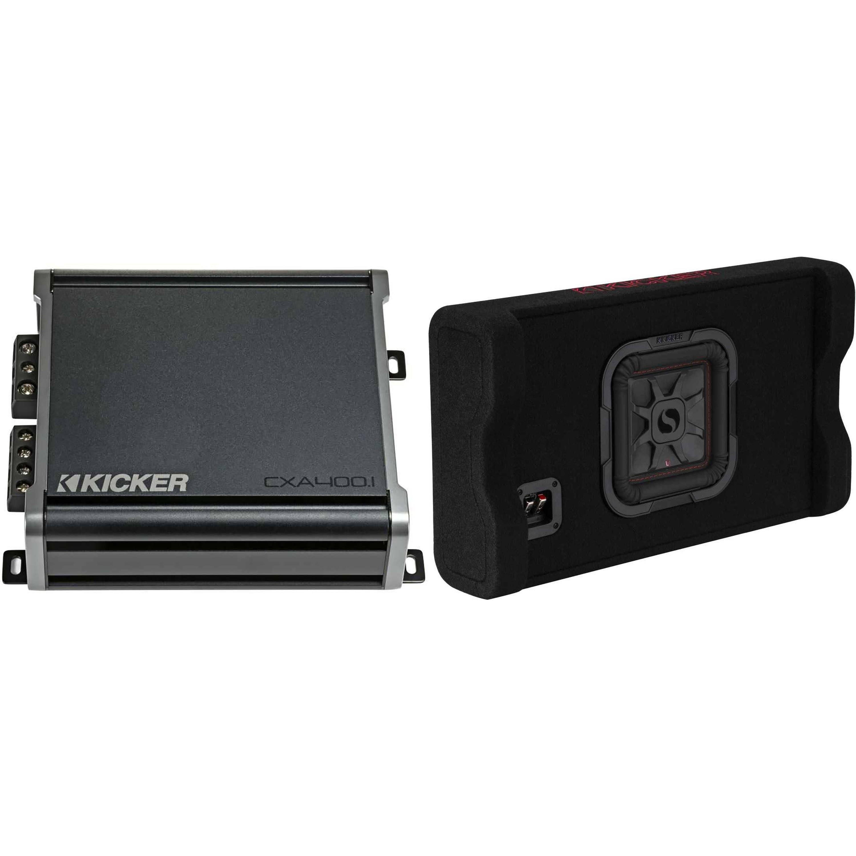 Kicker 49L7TDF82 Down-Firing 8" L7T 2-Ohm Subwoofer Enclosure & CXA400 ...