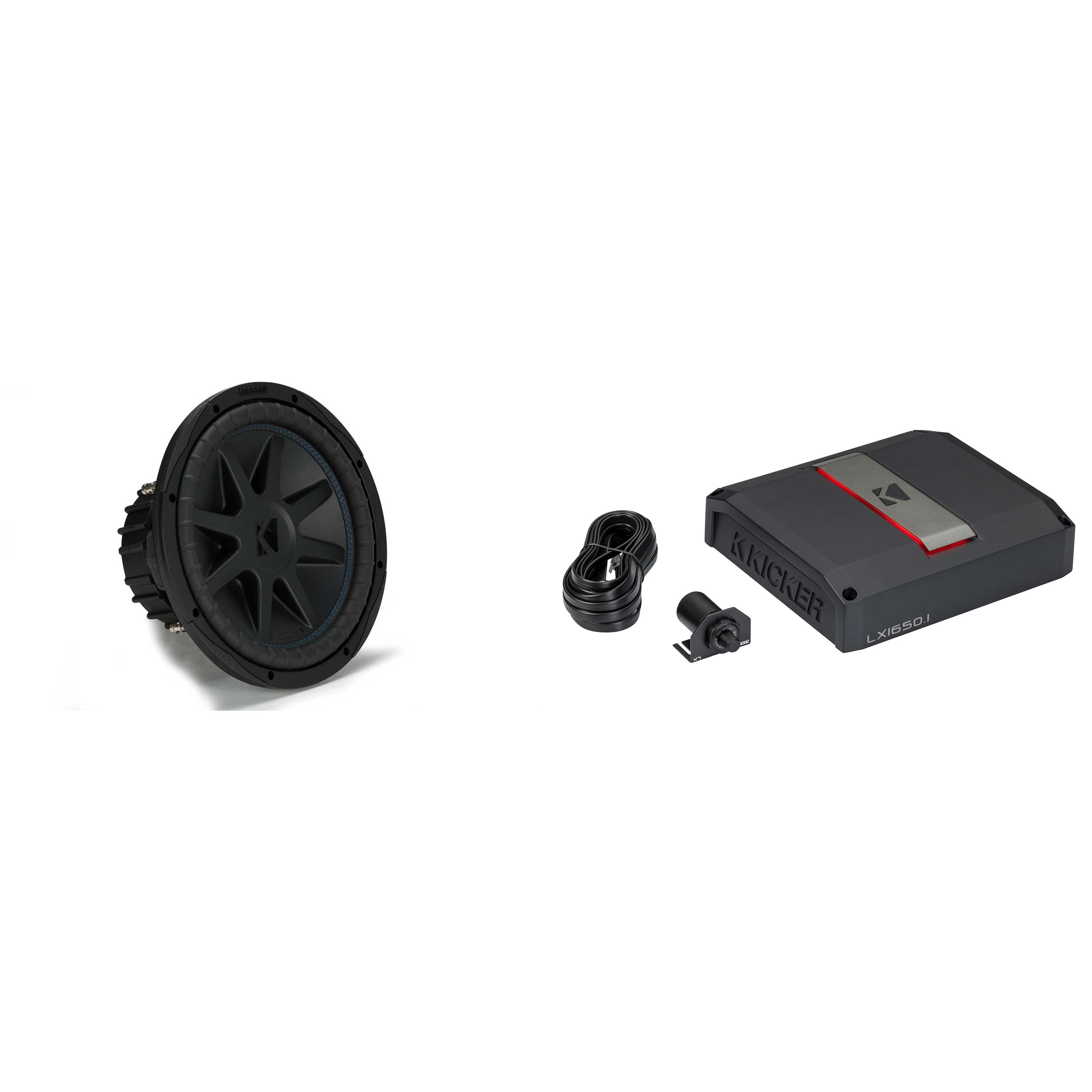 Kicker 50CVX124 CompVX 12" Sub, Dual 4-Ohm & 51LX16501 Mono Amp Bundle ...