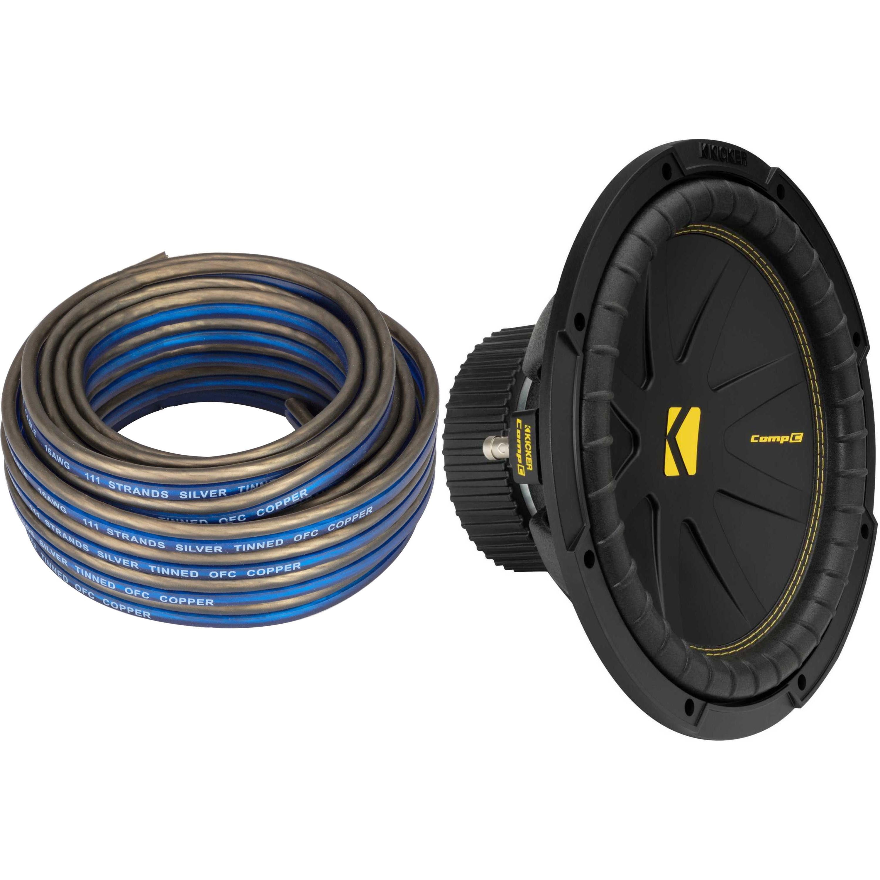 Kicker 50CWCS124 CompC 12" Subwoofer, Single 4-Ohm with Speaker Wire ...