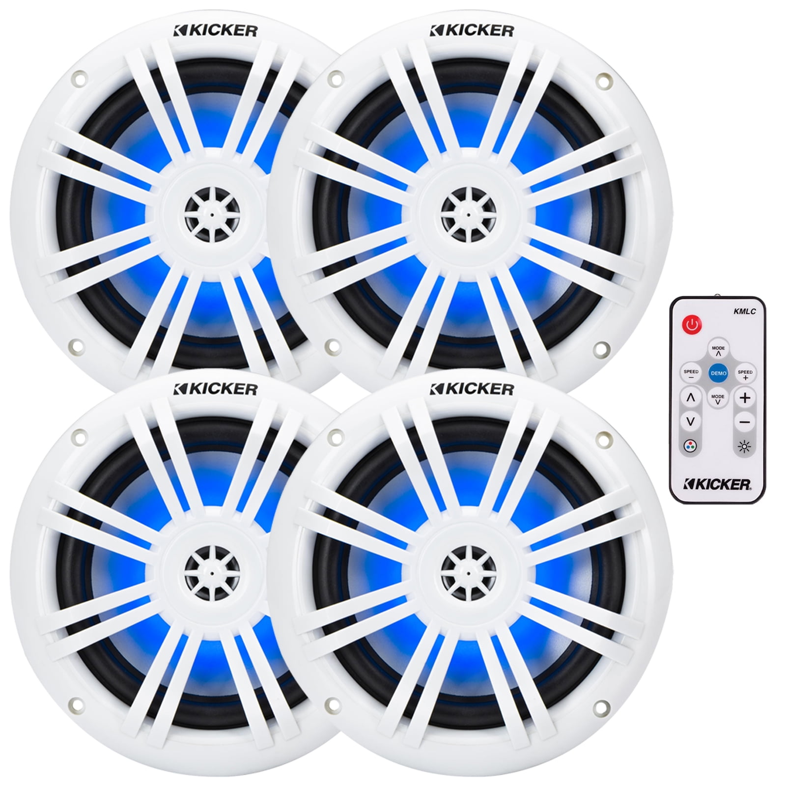 Kicker 51KM604WL KM 6.5" 150 Watts Max Power 4O RGB LED Marine Coaxial ...