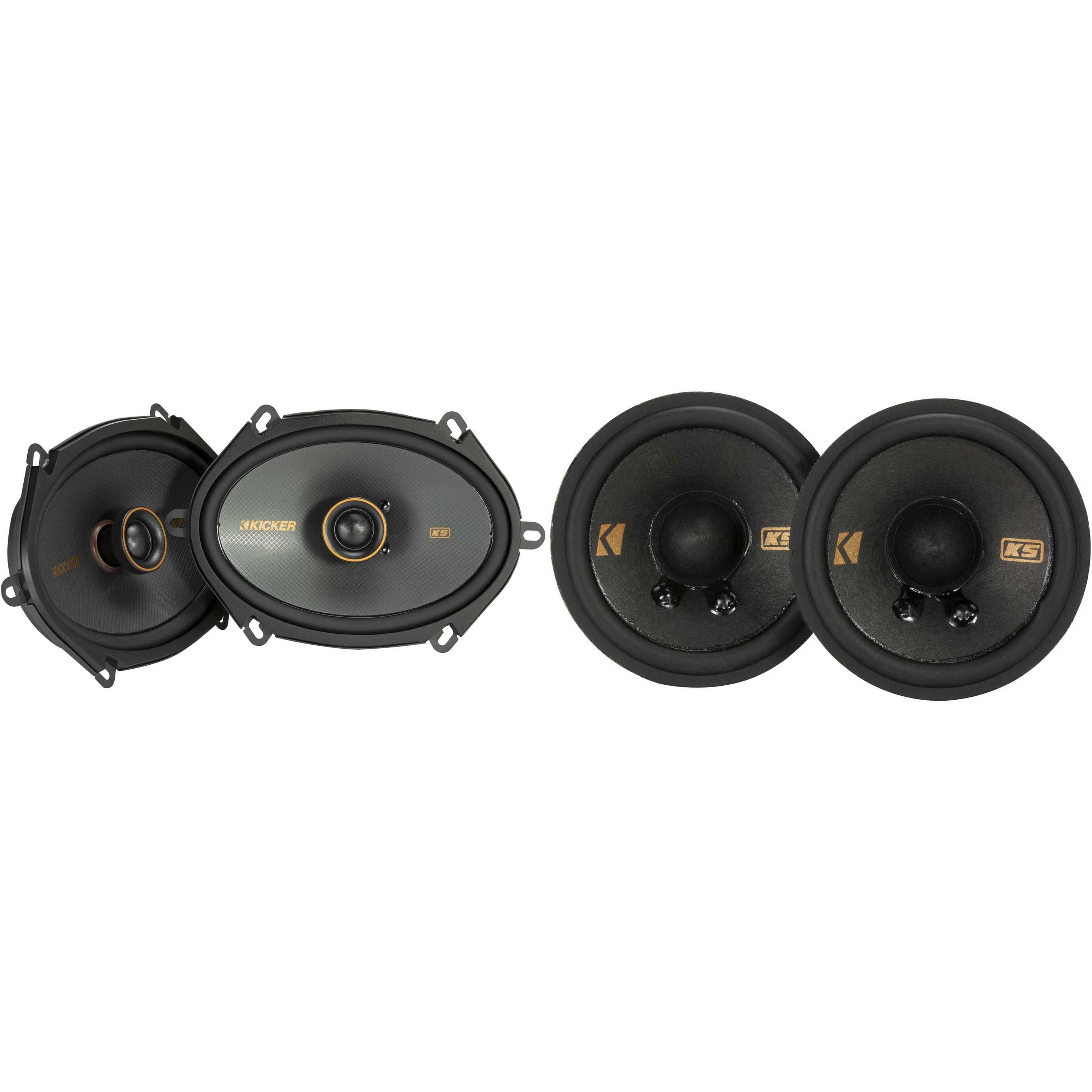 Kicker 51KSC6804 KS-Series 6x8" Coaxial Speakers with .75" tweeters w/ 51KSC2704 2.75" Bundle ...