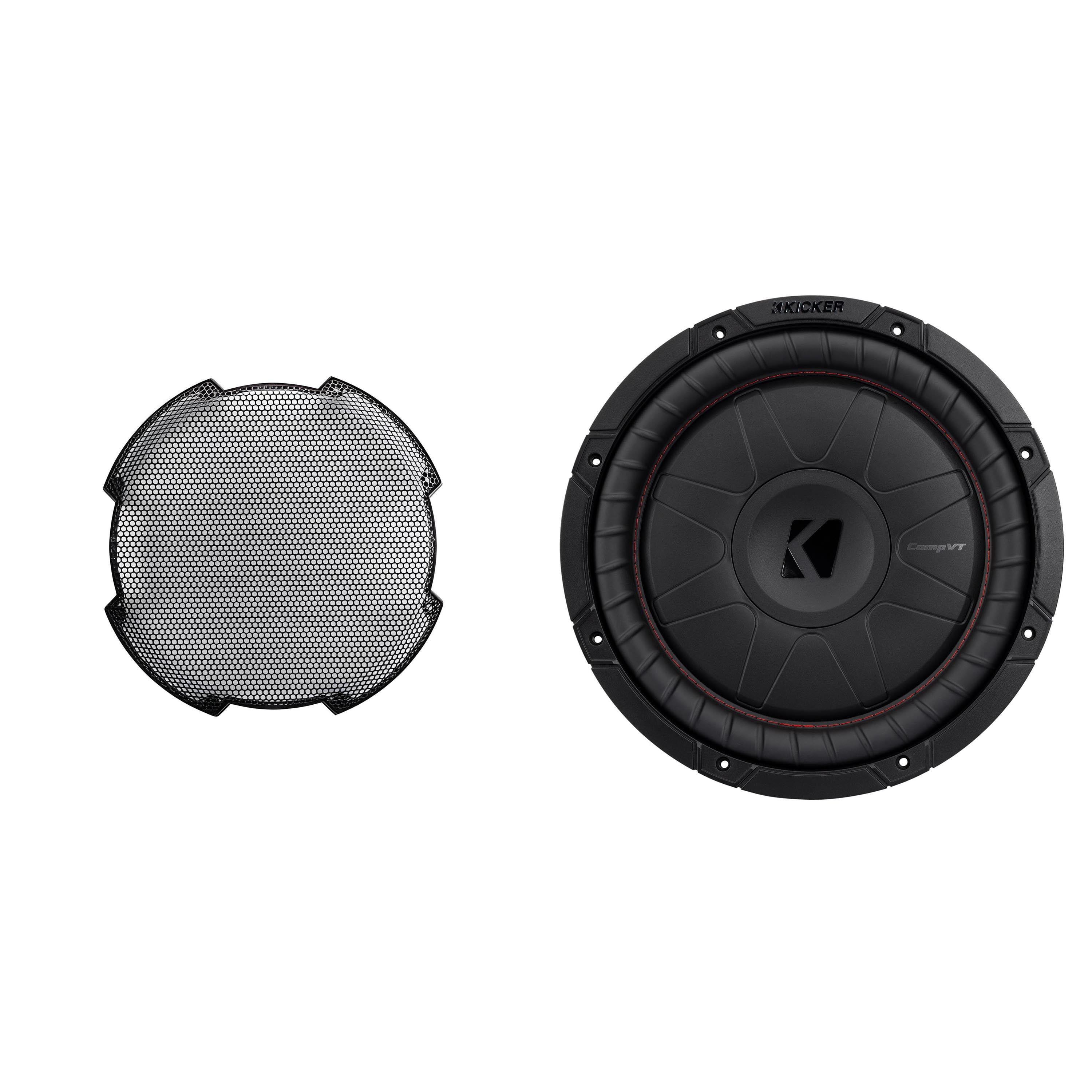 Kicker 52CVT124 12-Inch Thin Sub, SVC, 4-ohm & 52GR12 Grill Bundle ...