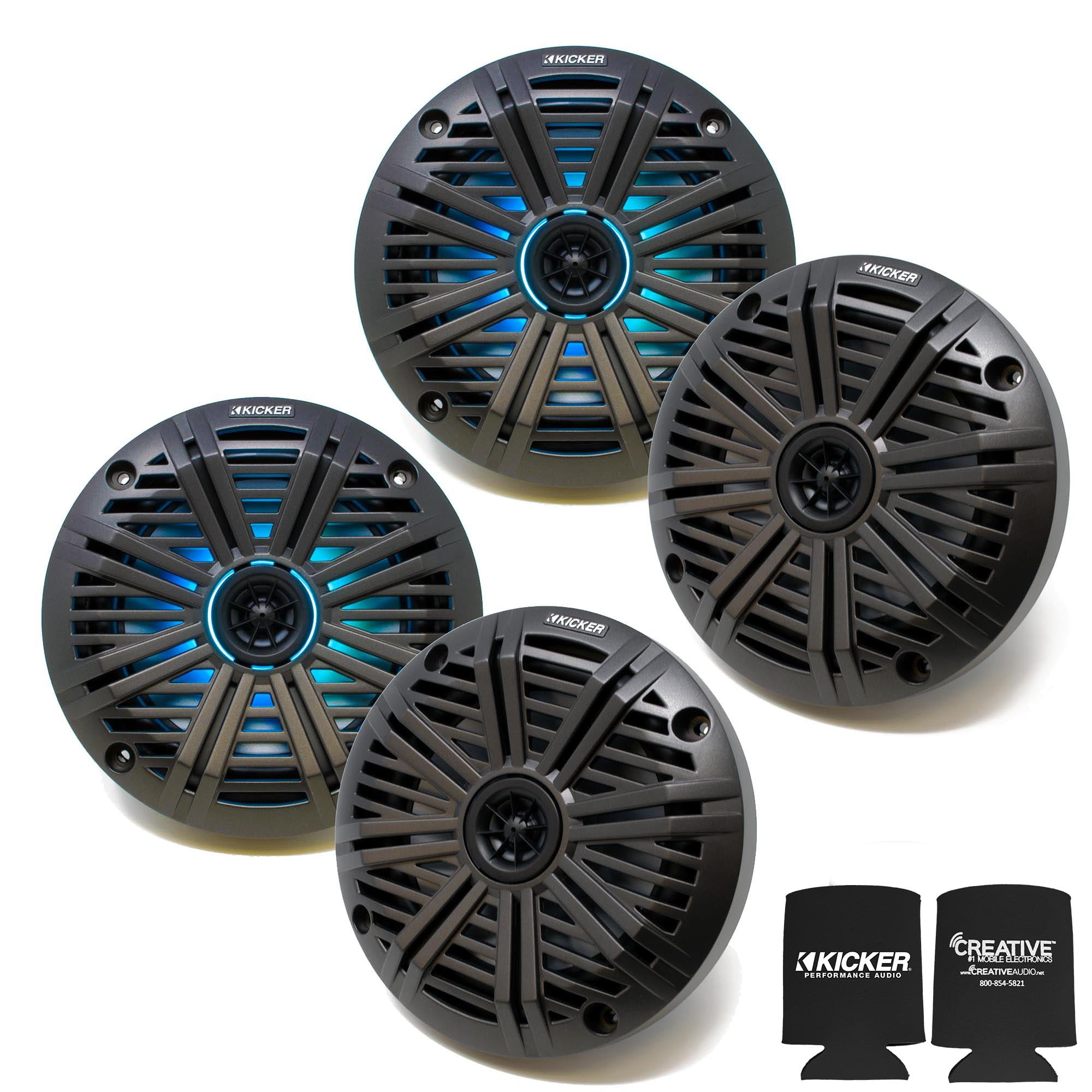 Kicker 6.5" LED Marine Speakers (2 Pair) Charcoal Salt Water Grills OEM ...