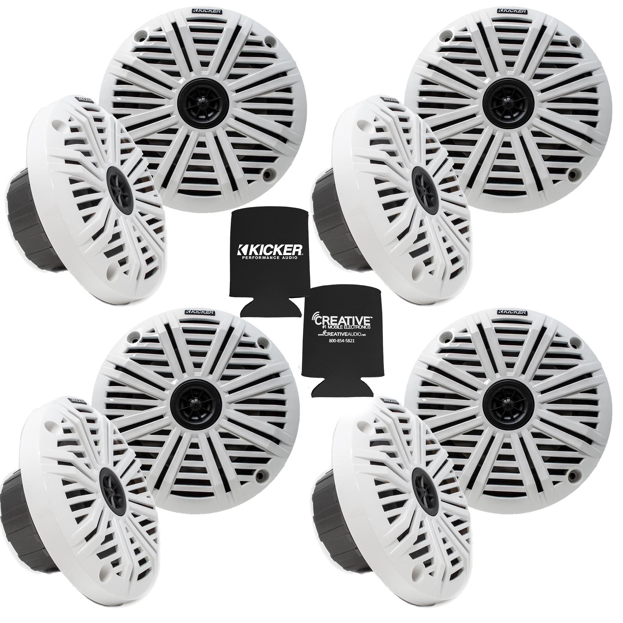 Kicker 6.5" Marine Speakers (4 Pair) White Salt Water Grills OEM ...