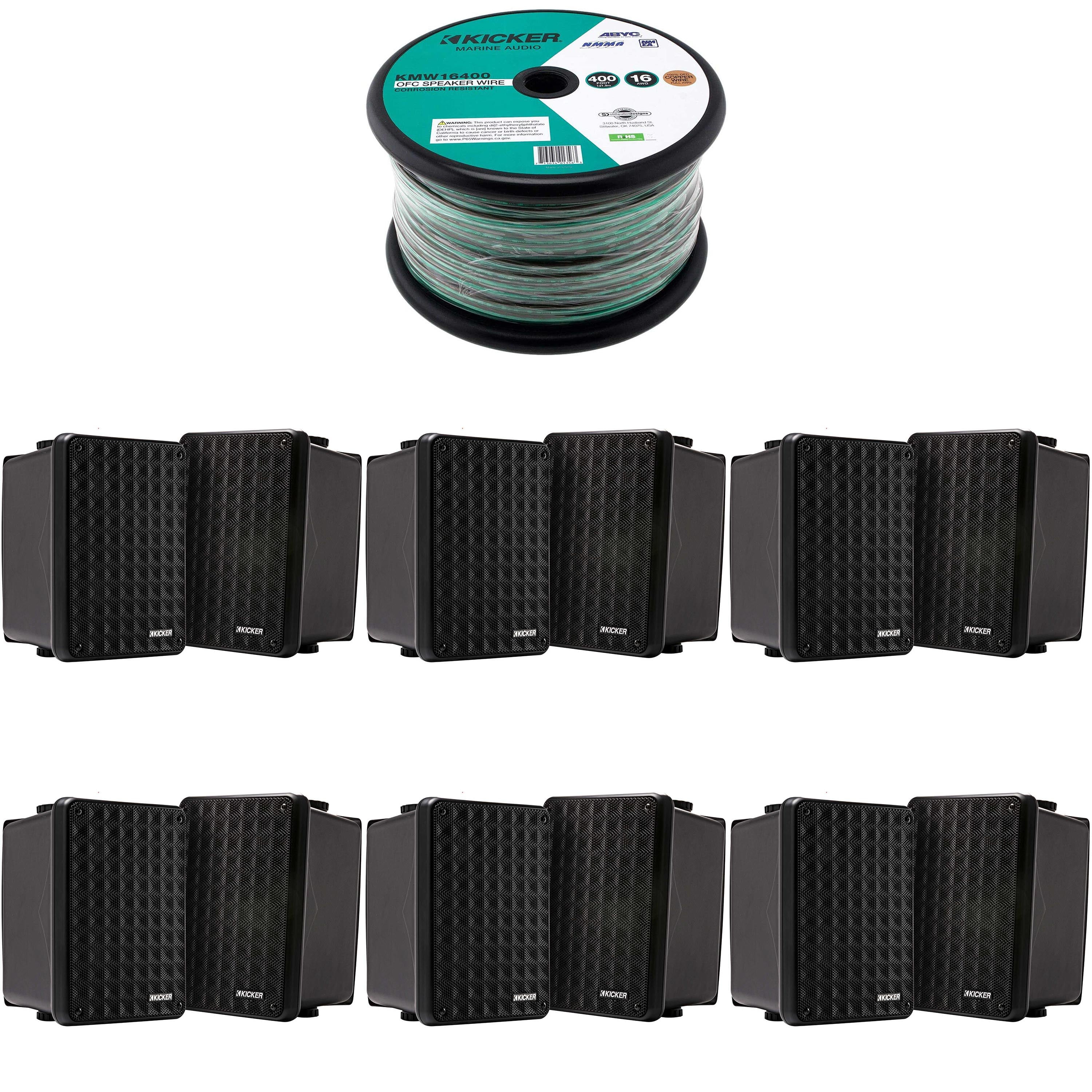 Kicker (6 Pair ) KB6B 2-Way Full Range Indoor Outdoor Speakers (Pair ...