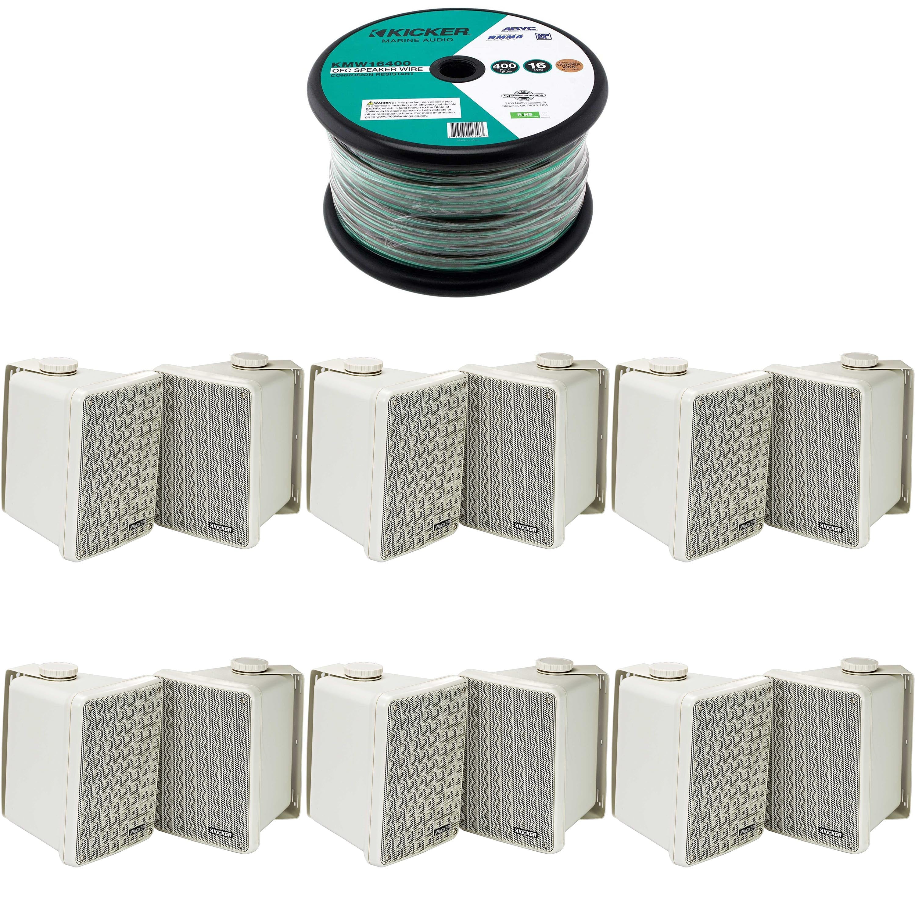 Kicker (6 Pair ) KB6B 2-Way Full Range Indoor Outdoor Speakers (Pair ...