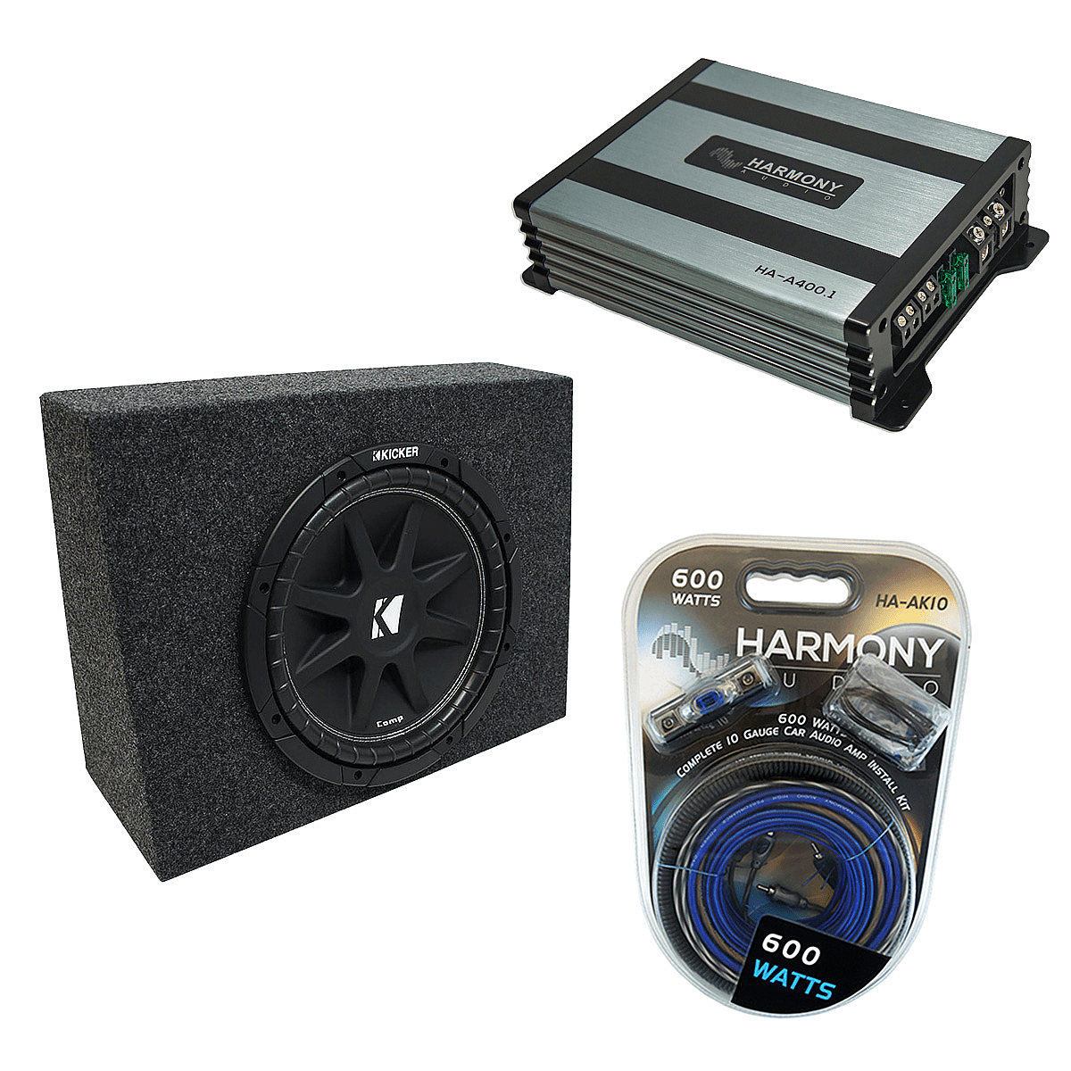 "Kicker C12 12"" Subwoofer with Single Cab Truck Sub Box Enclosure ...