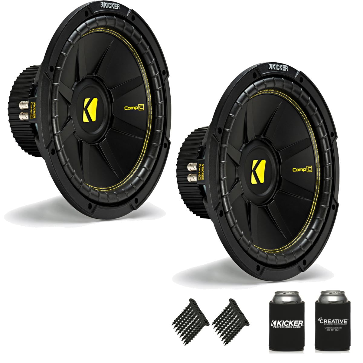 Kicker CWCD124 CompC 12" Subwoofers Bundle Dual 4-Ohm Voice Coil ...