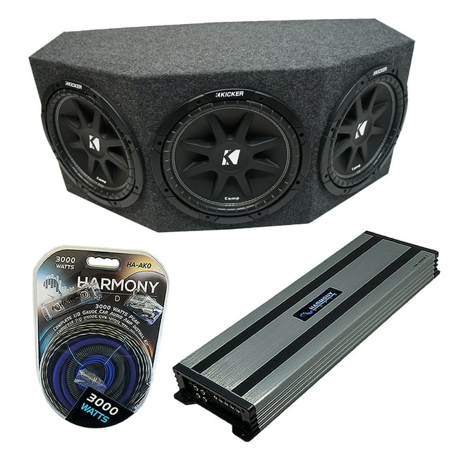"Kicker Comp C12 Car Audio Triple 12"" Subwoofer Powered 1800 Watt Sub ...