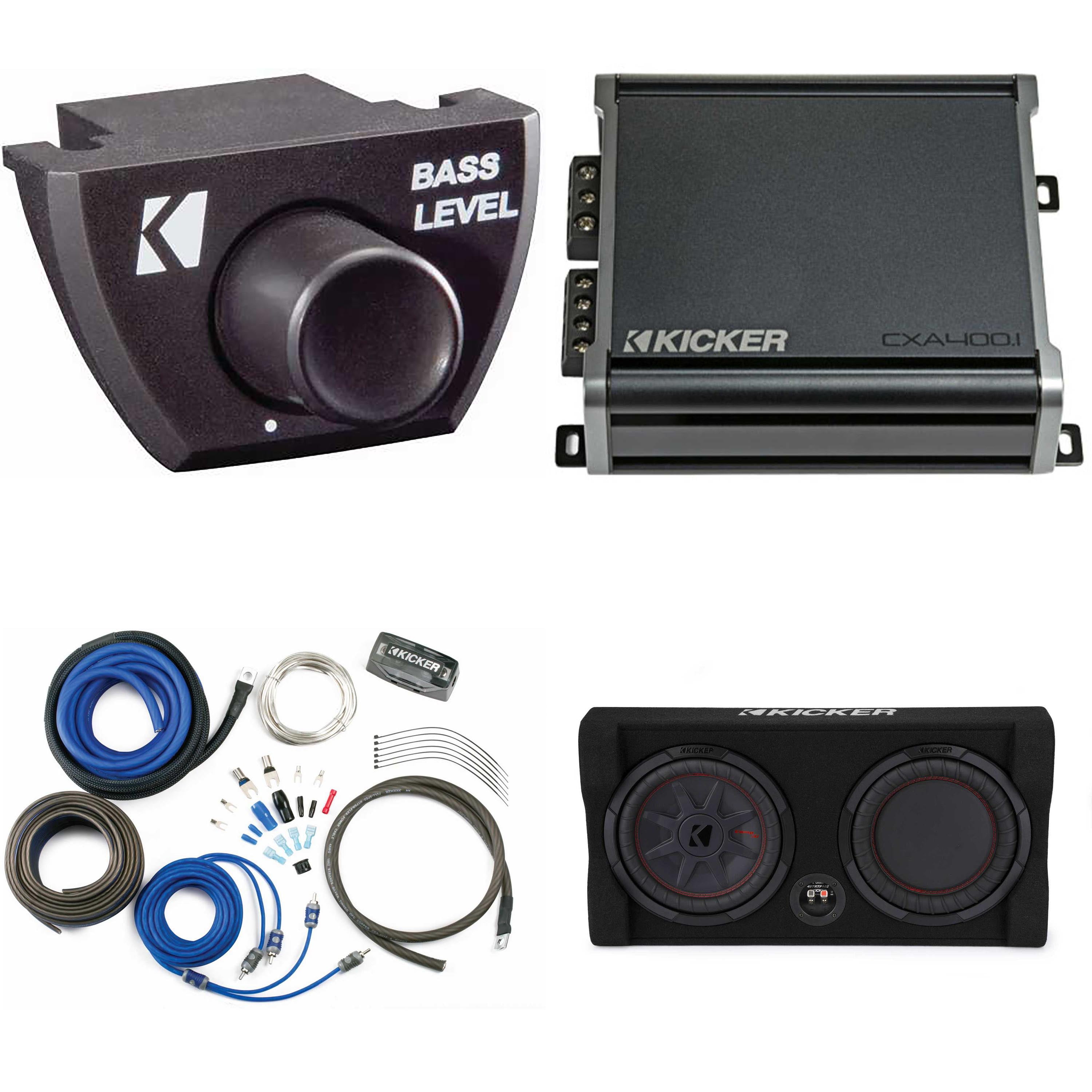 Kicker Comp RT 10 Inch 48TRTP102 Thin Down Firing Enclosure Package with 46CXA4001, Bass Knob ...