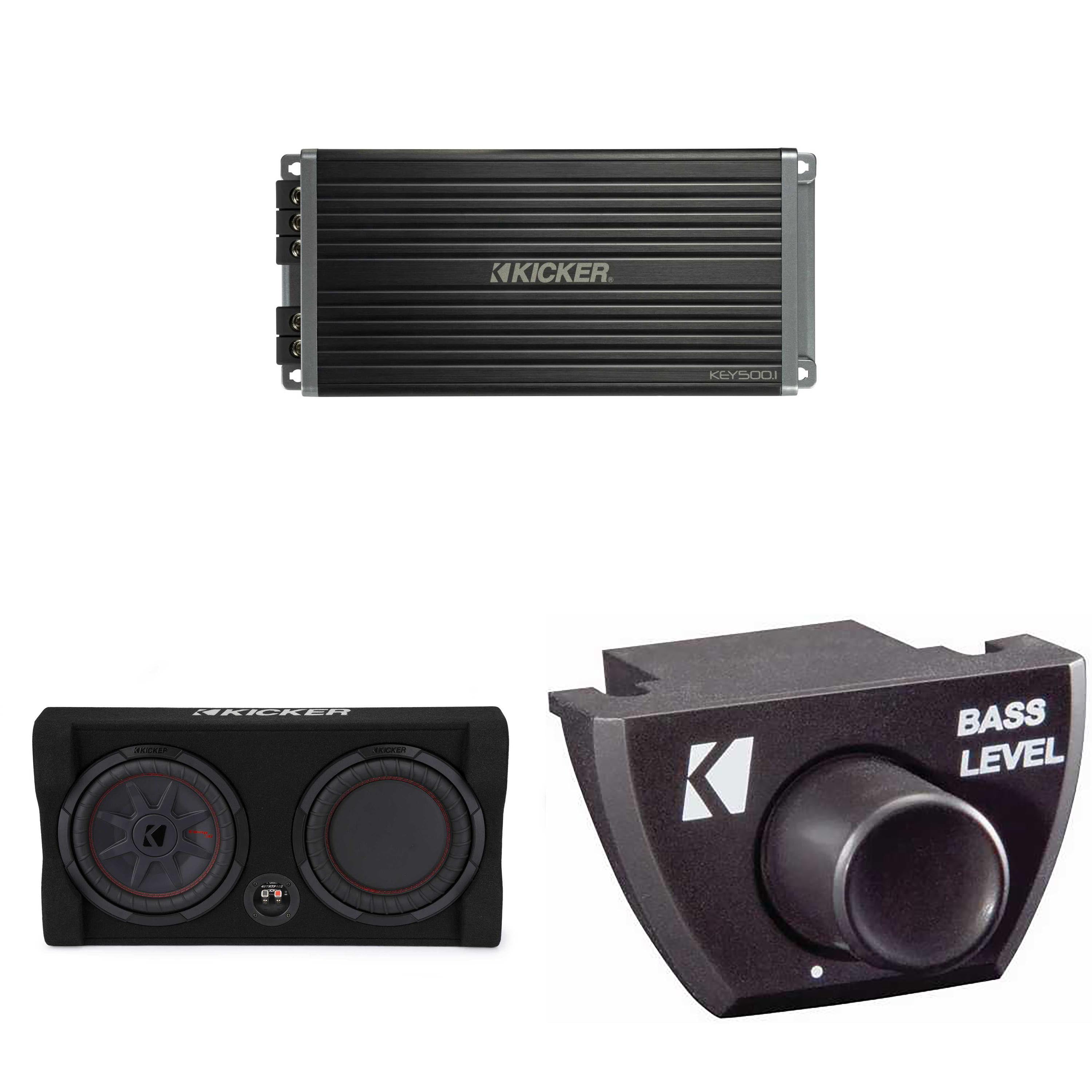 Kicker Comp RT 10 Inch 48TRTP102 Thin Down Firing Enclosure Package with 47KEY5001, Bass Knob ...