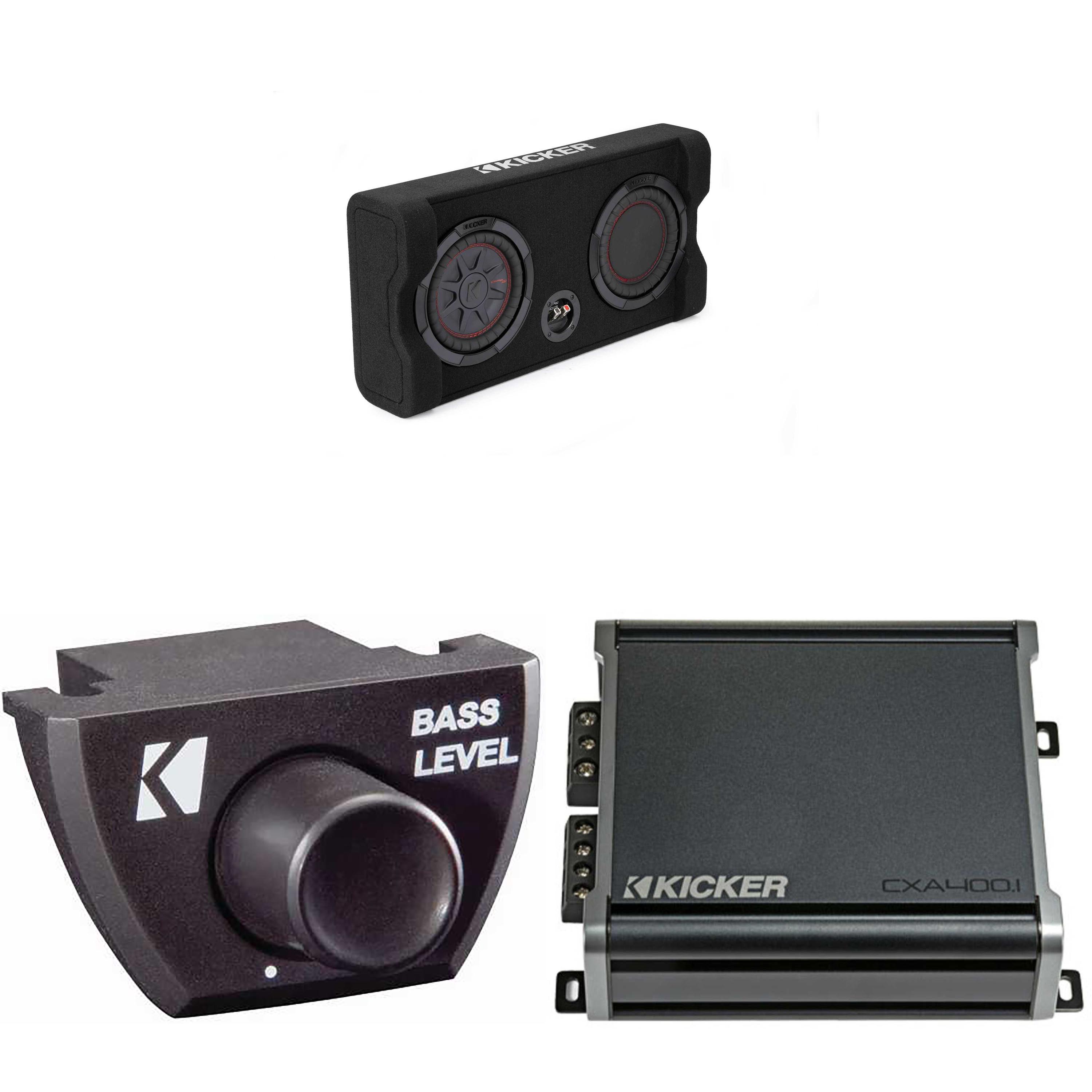 Kicker Comp RT 8 Inch 48TRTP82 Thin Down Firing Enclosure Package with 46CXA4001 Amplifier ...