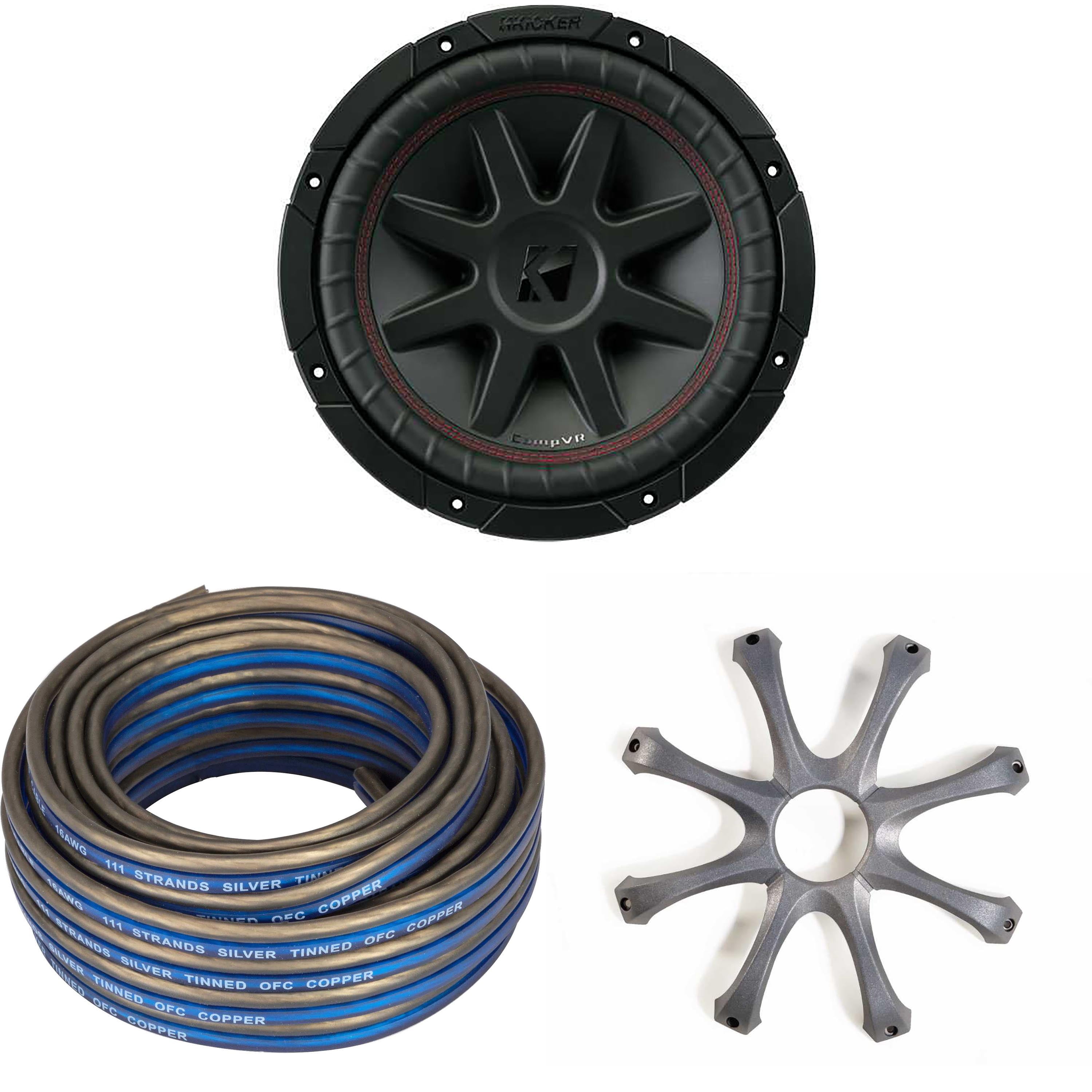 Kicker CompVR 10-Inch (25cm) Subwoofer, DVC, 2-Ohm, w/ GR100 Grill ...