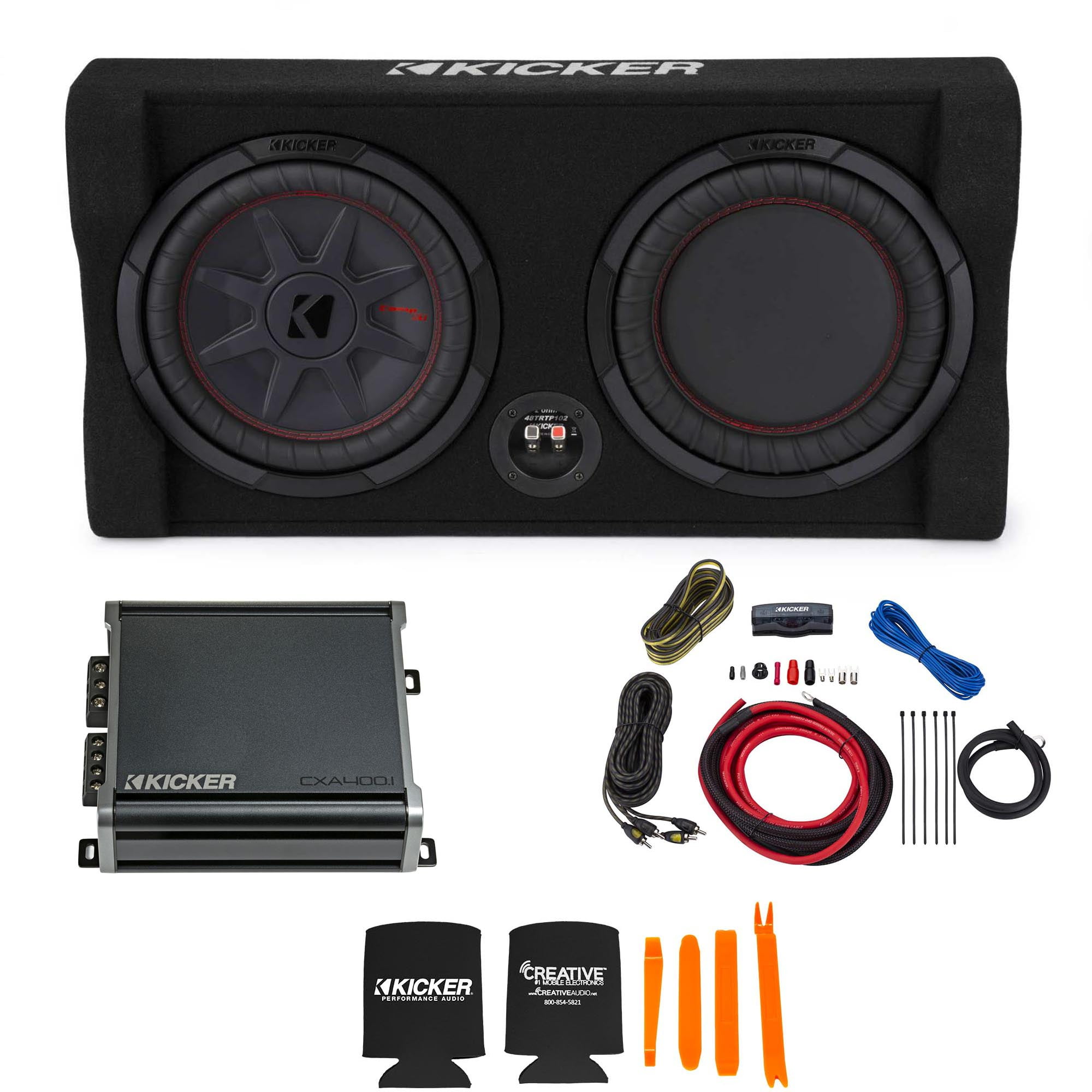 Kicker Comp RT 10 Inch Subwoofer Subs Amp Box Combo, 48TRTP102 ...