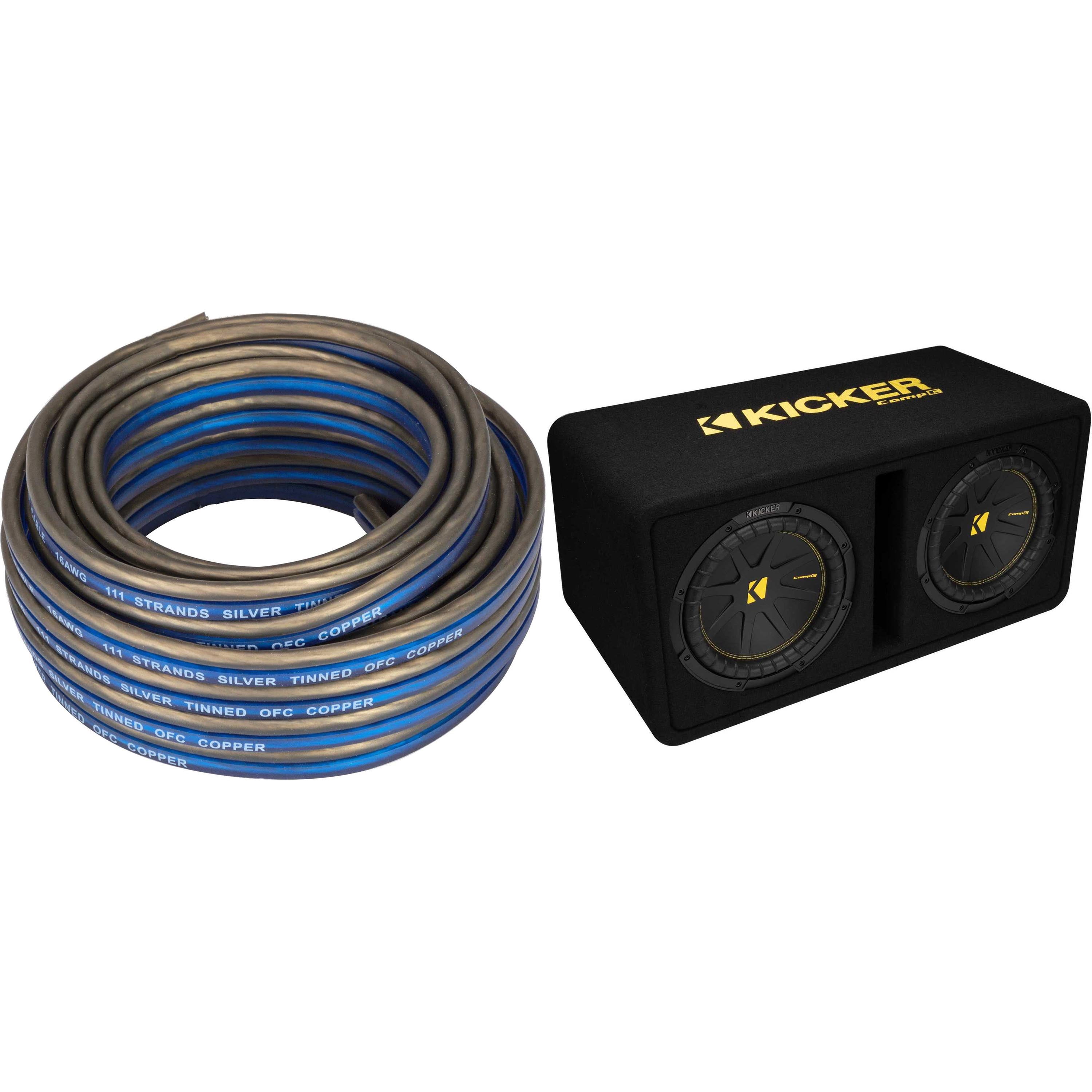 Kicker Dual 10 Inch Comp 50DCWC102 with Speaker Wire Bundle - Walmart ...