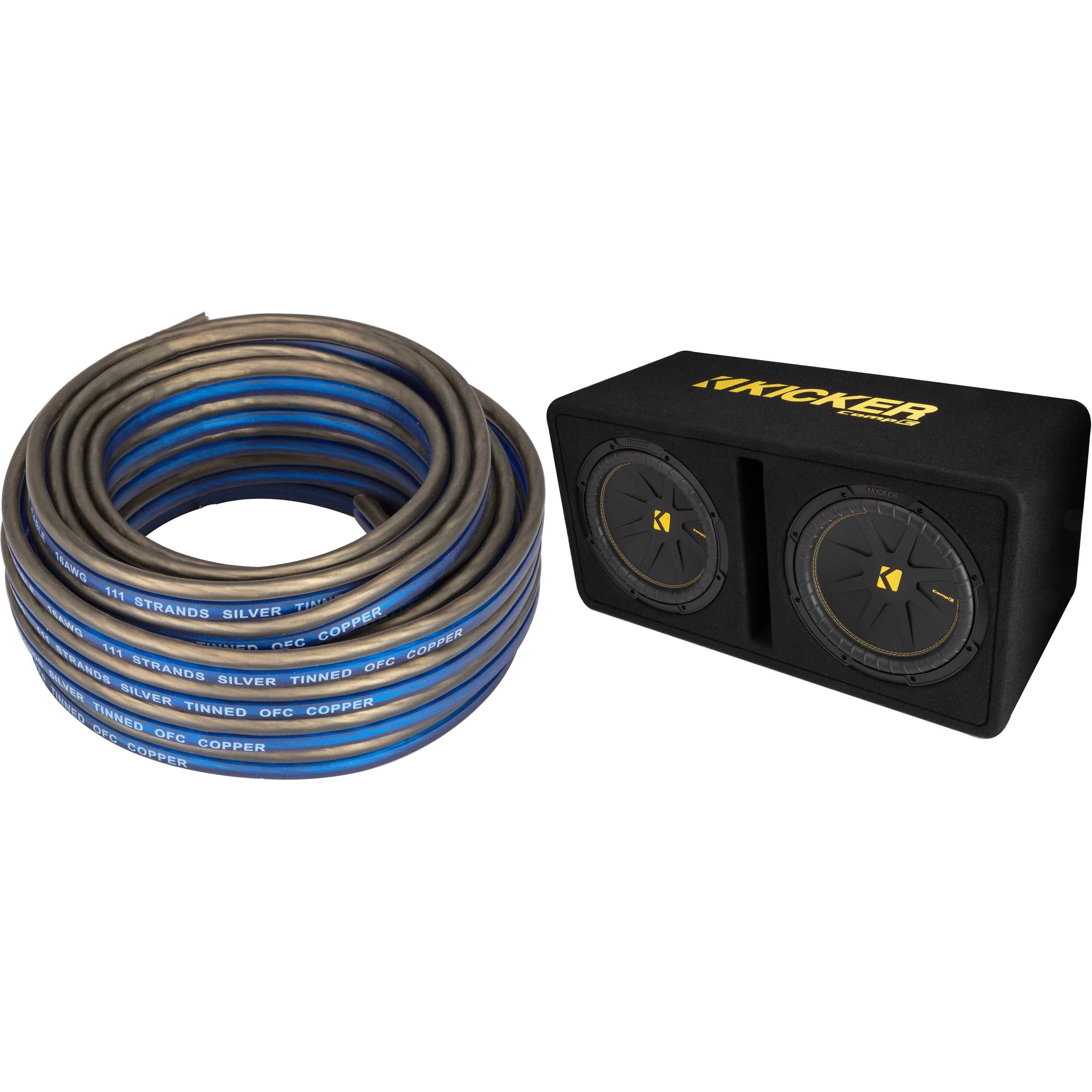 Kicker Dual 12 Inch Comp 50DCWC122 with Speaker Wire Bundle - Walmart ...
