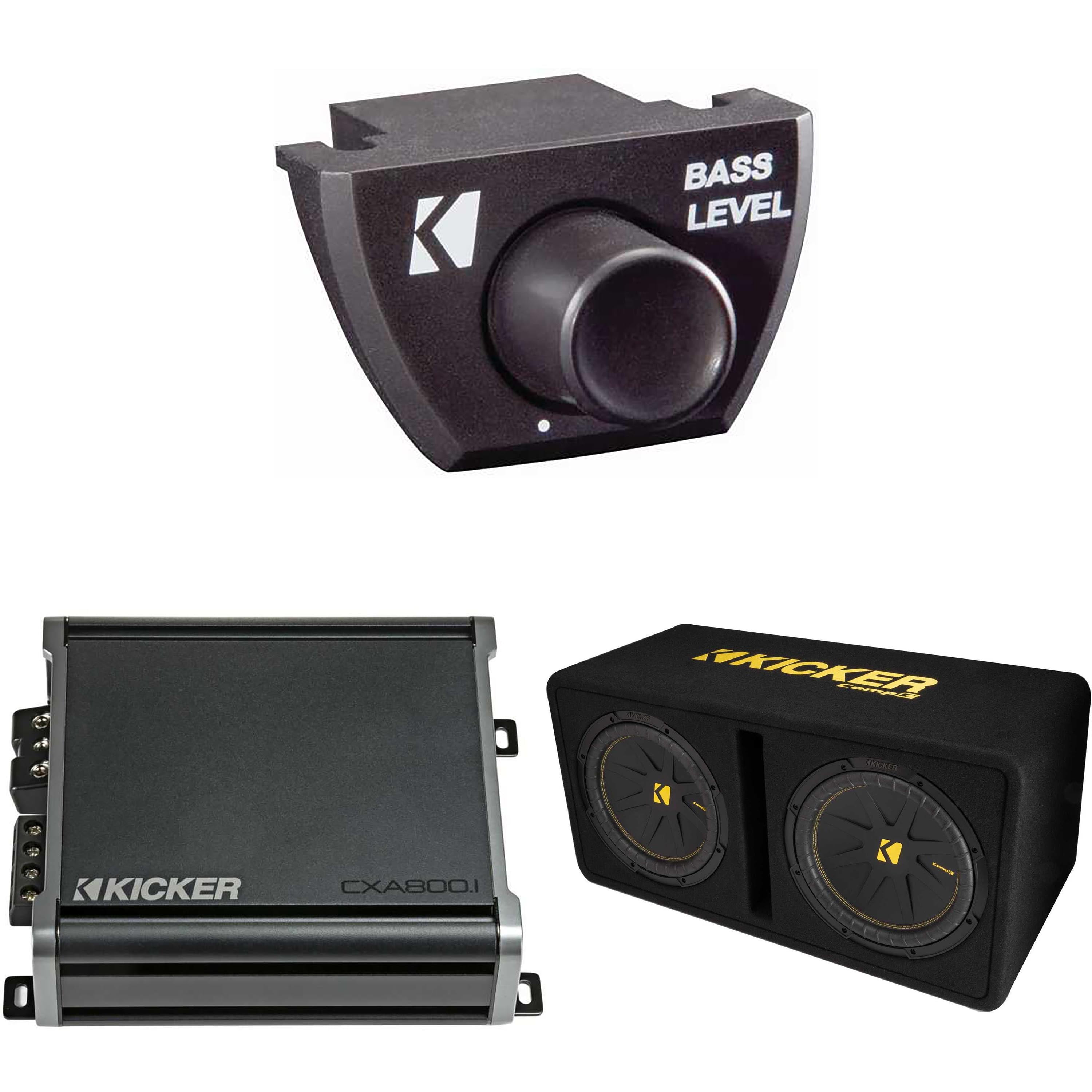 Kicker Dual 12 Inch Comp Bass Package 50DCWC122 with CXA8001, Bass Knob ...