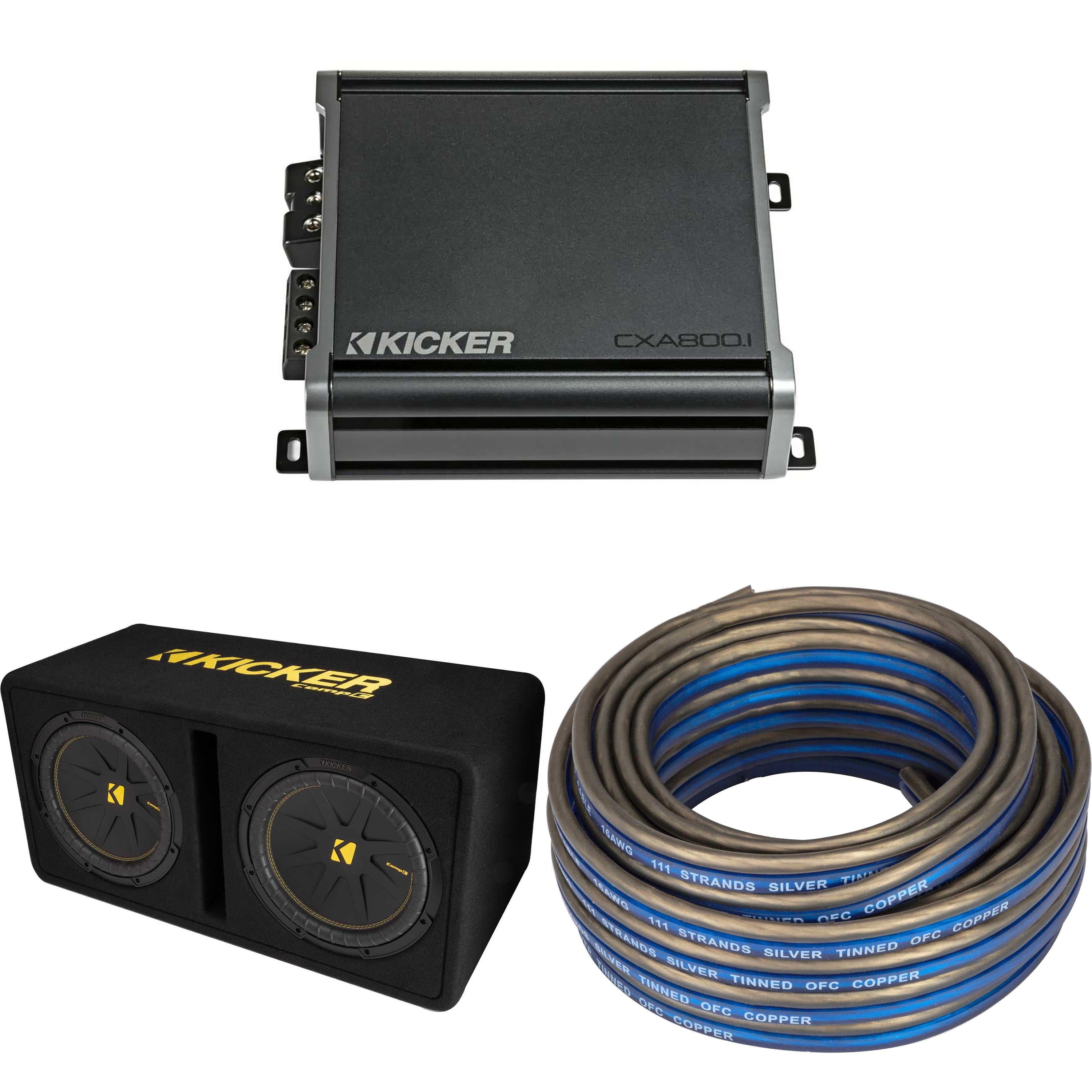 Kicker Dual 12 Inch Comp Bass Package 50DCWC122 with CXA8001, Speaker ...