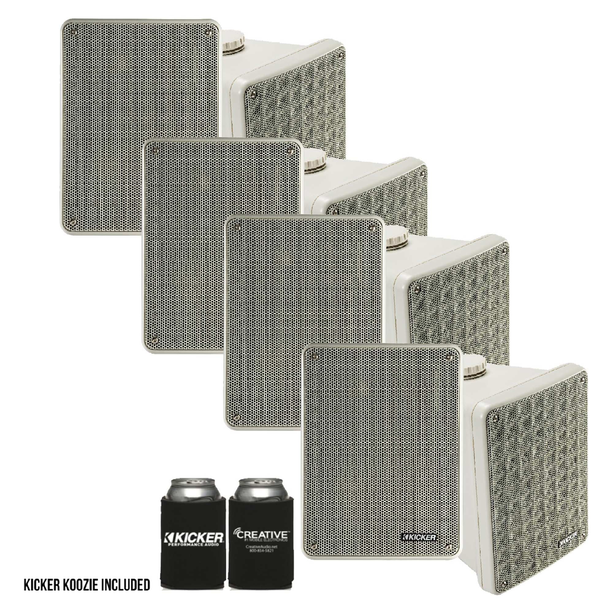 Kicker KB6 Indoor Outdoor Patio Speaker Bundle in Gray- 8 Speakers ...
