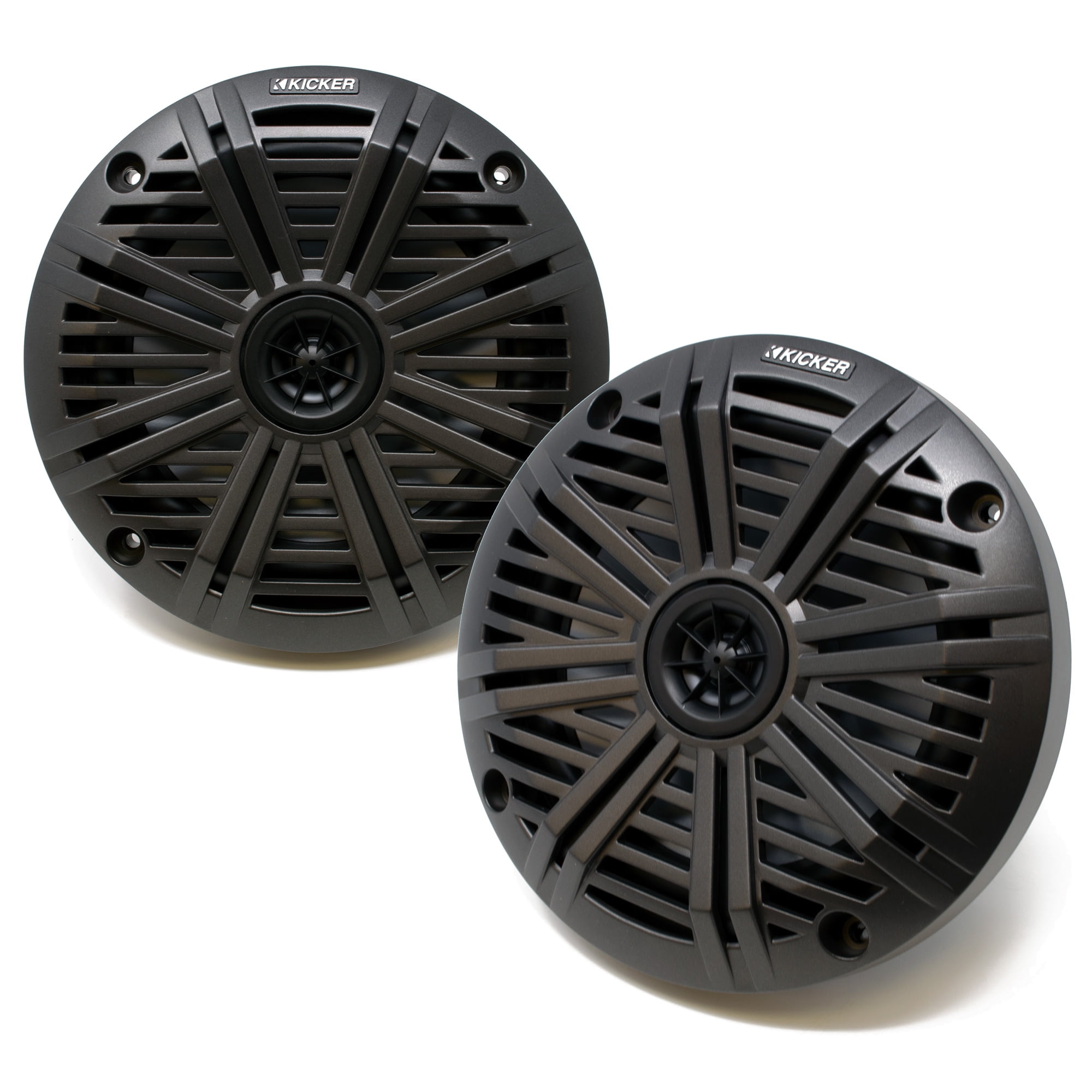 Kicker KM614 6.5" RMS Boat Mid-Range Marine Speakers with Charcoal ...