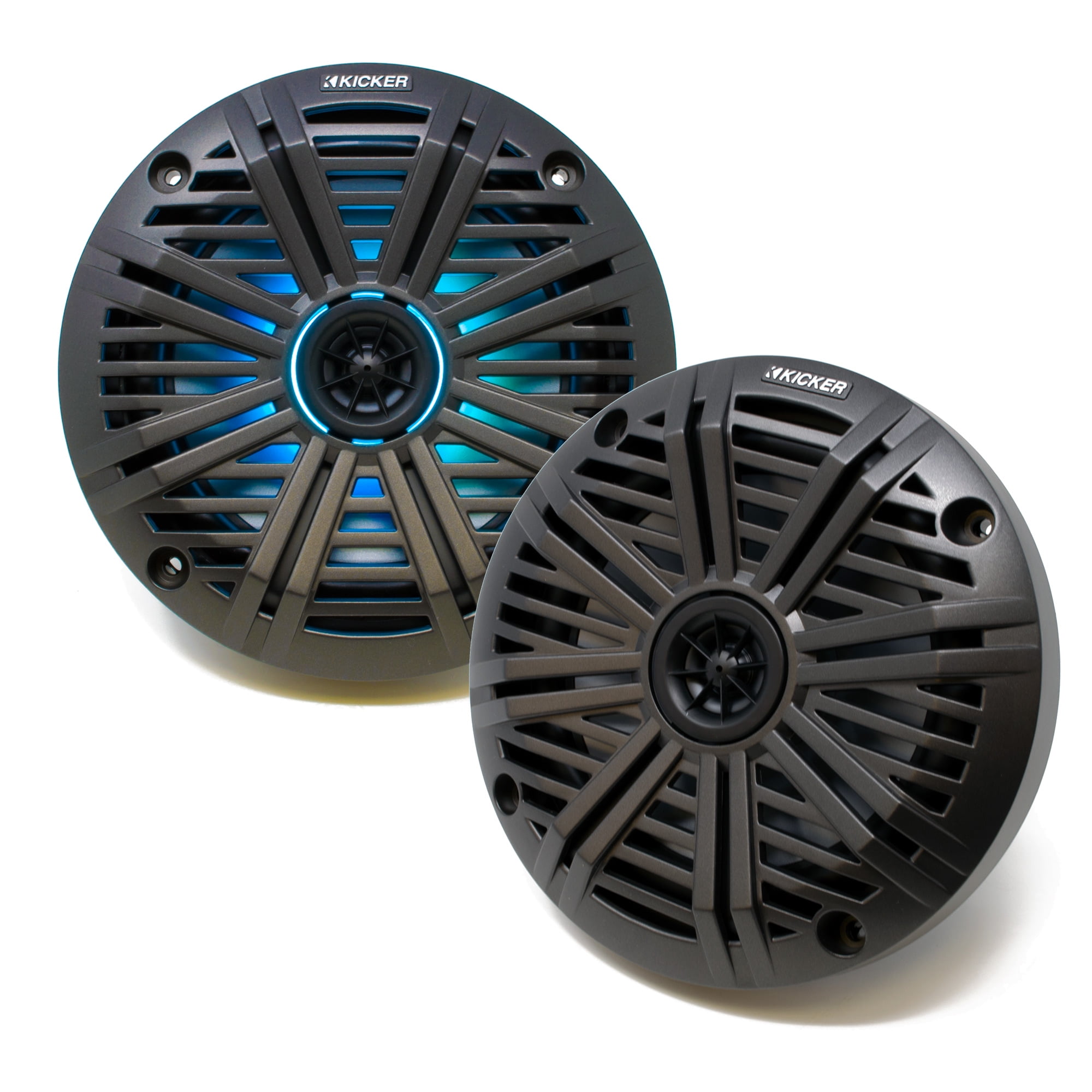 Kicker KM614L LED 6.5 OEM Replacement Marine Speakers with Charcoal ...