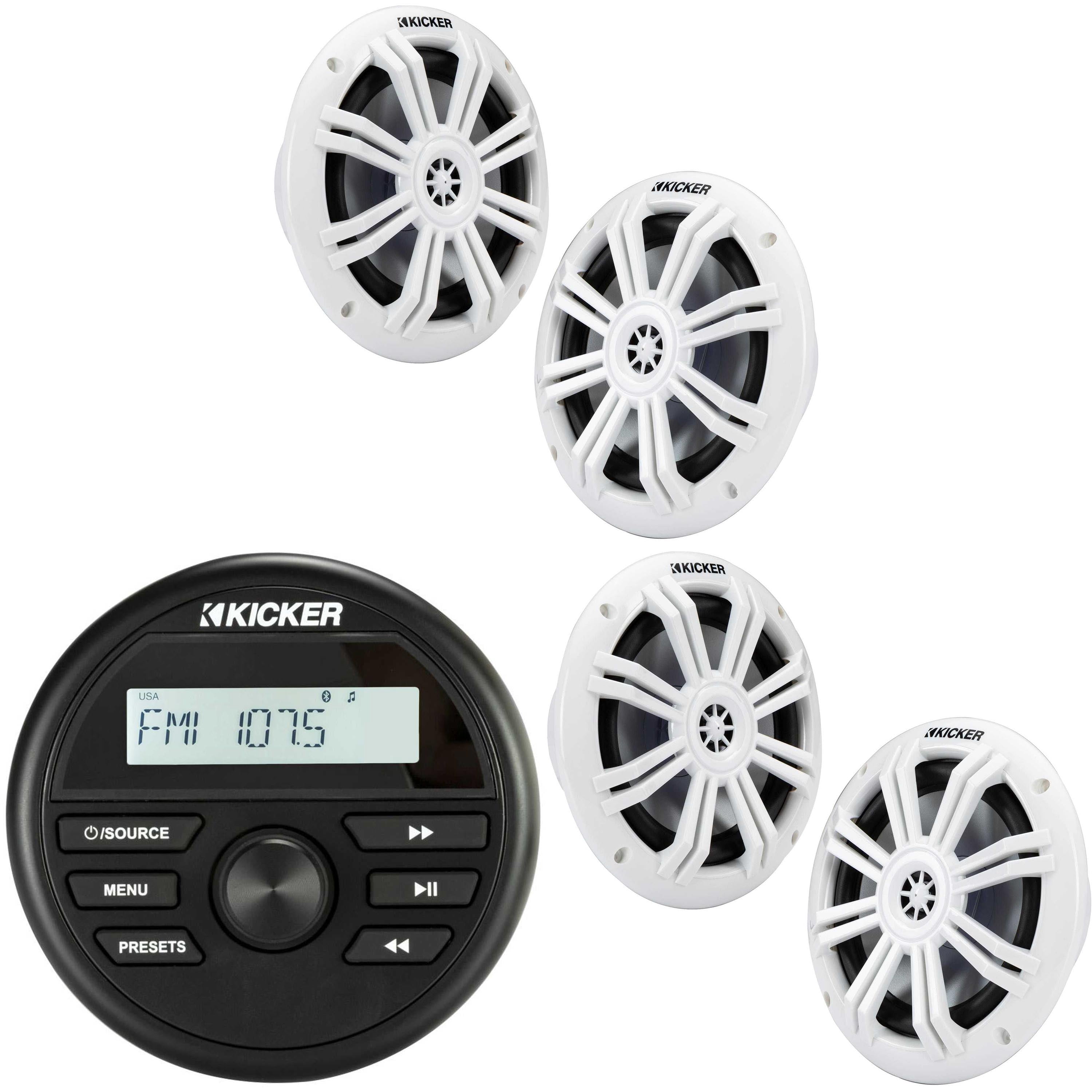 Kicker KMC2 Gauge Mount Marine Grade Receiver & (2 Pair ) 49KM604W 6.5 ...