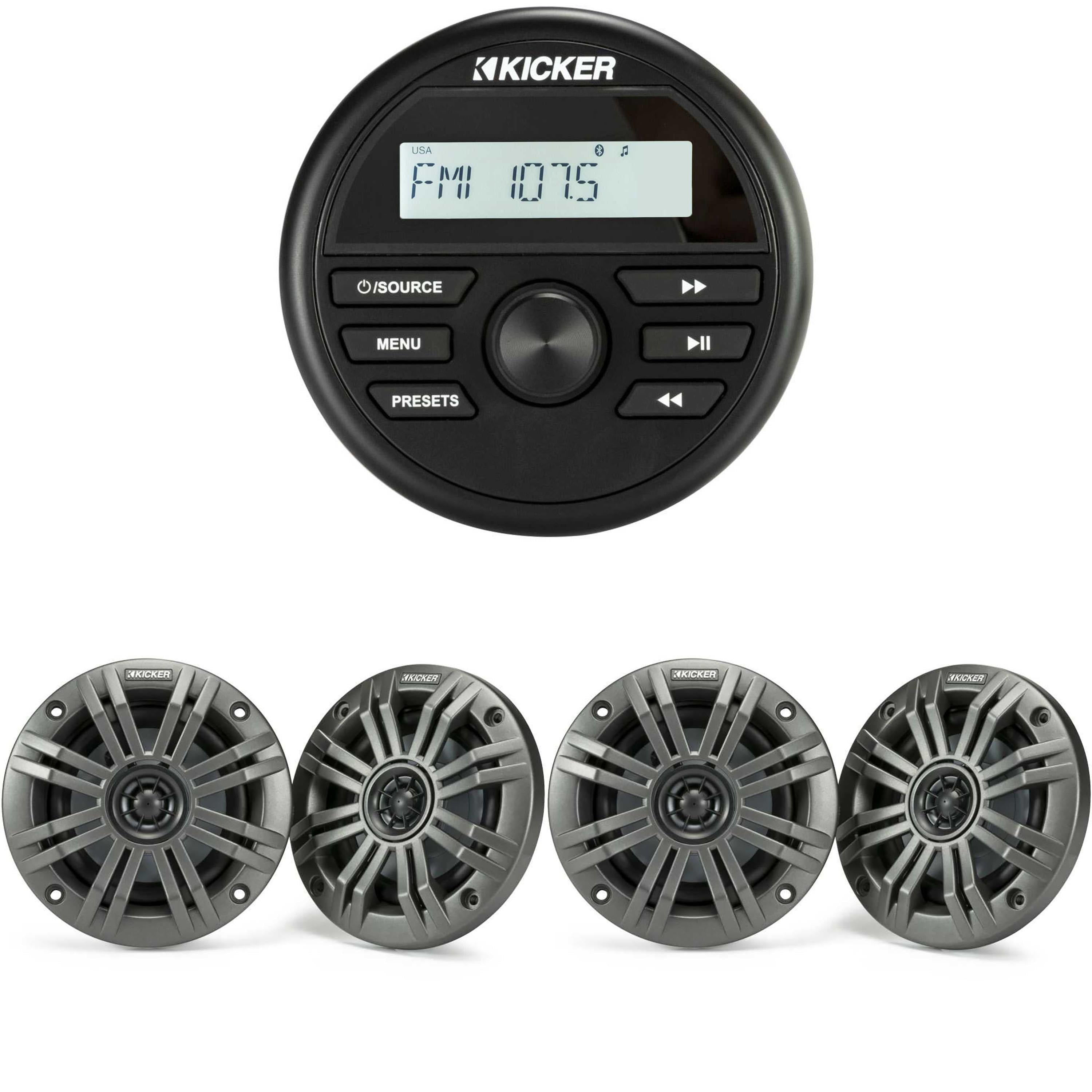 Kicker KMC2 Gauge Mount Marine Grade Receiver & ( 2 Pairs ) 45KM44 4 ...