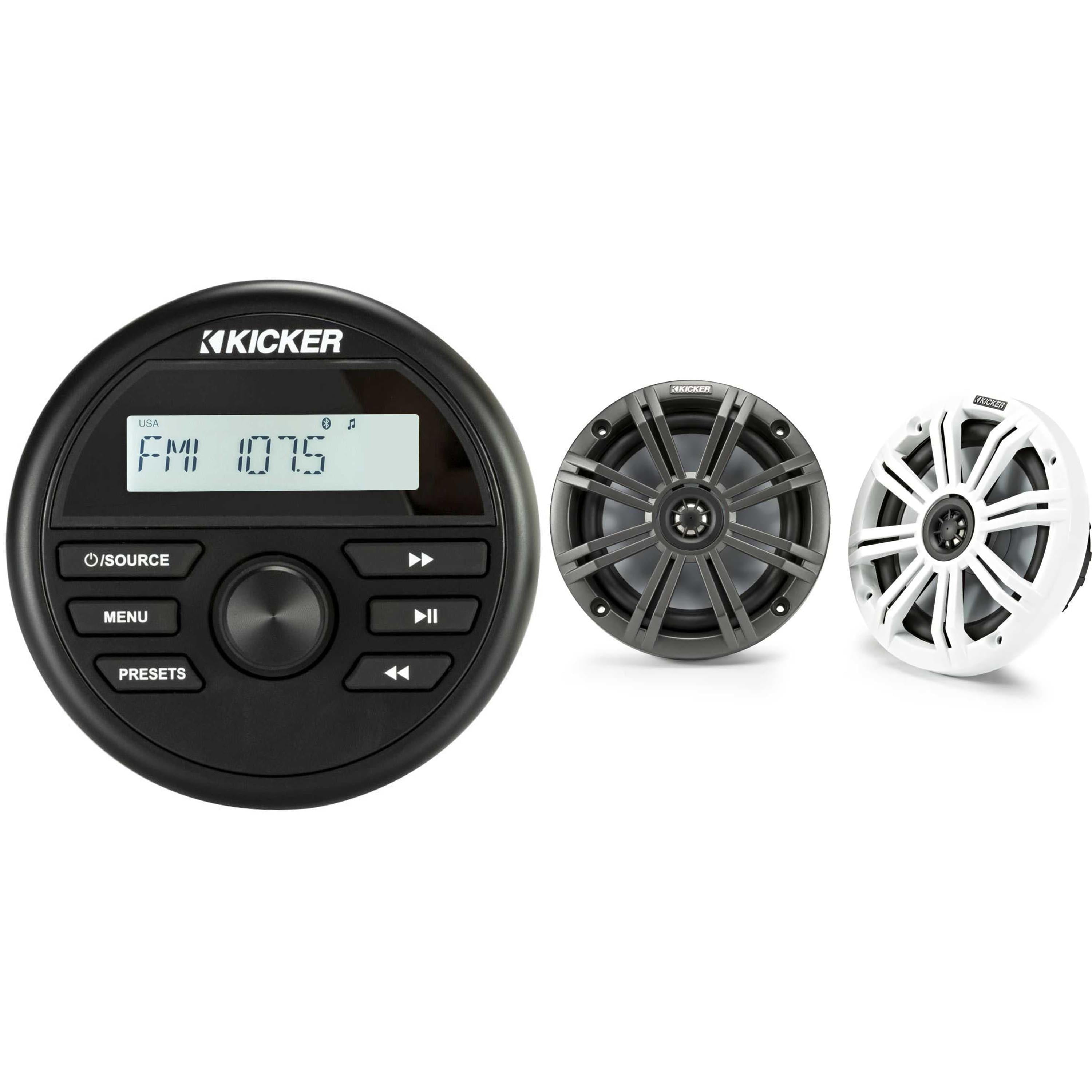 Kicker KMC2 Gauge Mount Marine Grade Receiver & 45KM654 6.5" Marine ...