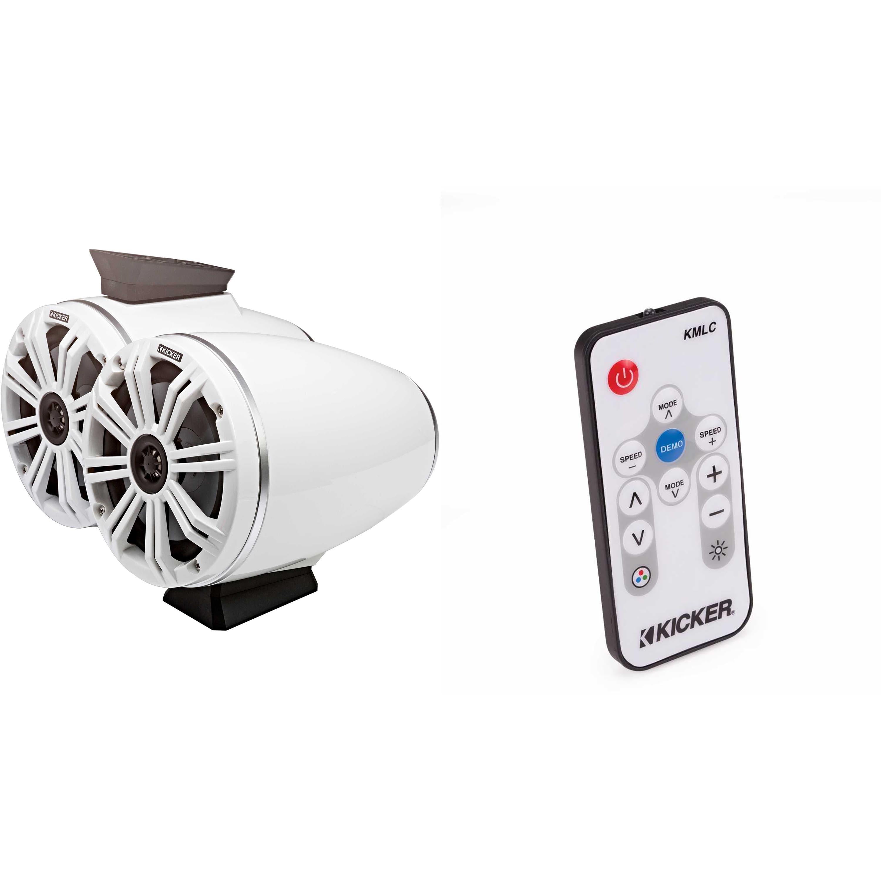 Kicker KMFC65W 6.5" Flat Mount Loaded Marine Wake Towers with 46KM654L ...