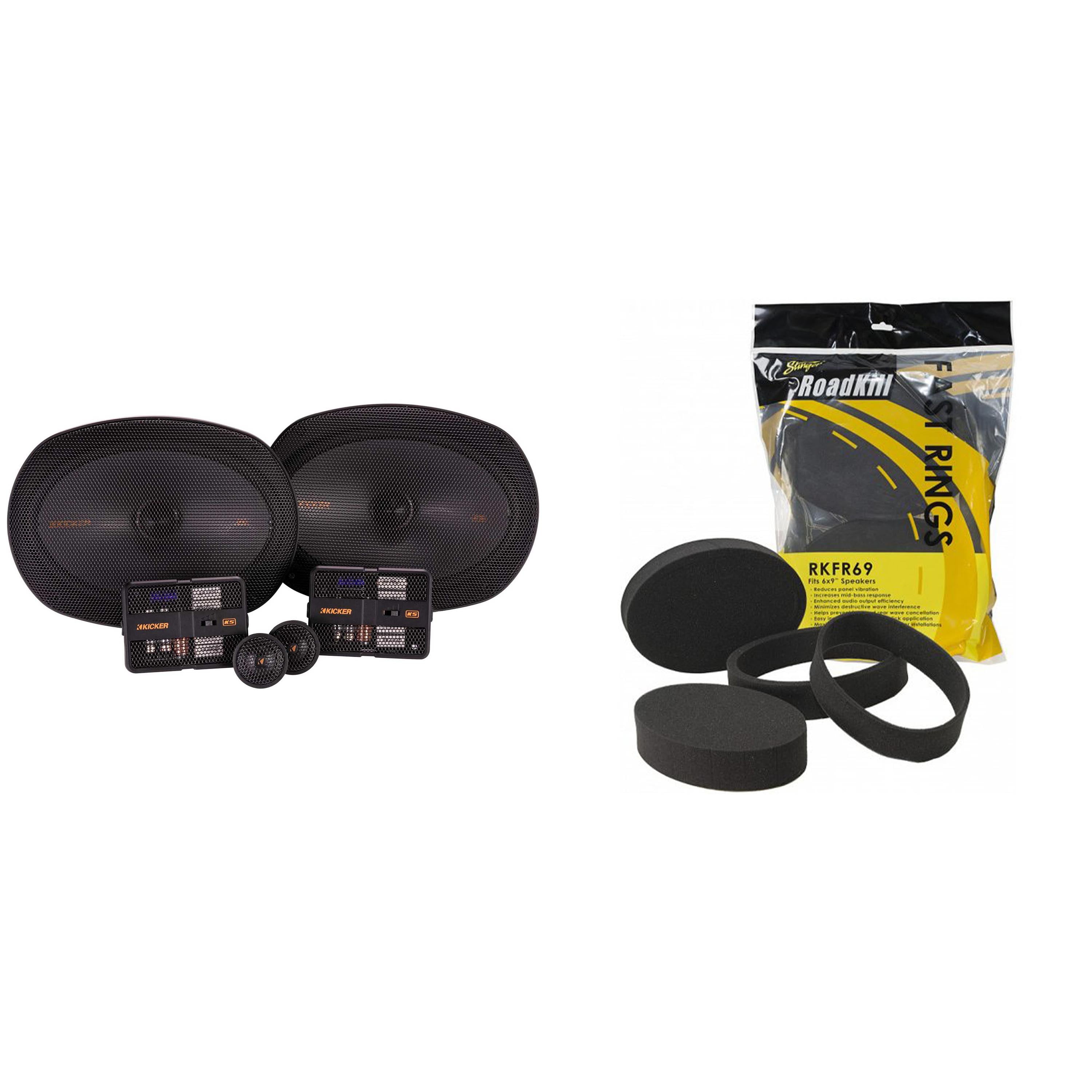 Kicker KSS 6x9" Component Set with RKFR69 Foam Fast Ring Speaker Enhancement Kit - Walmart.com