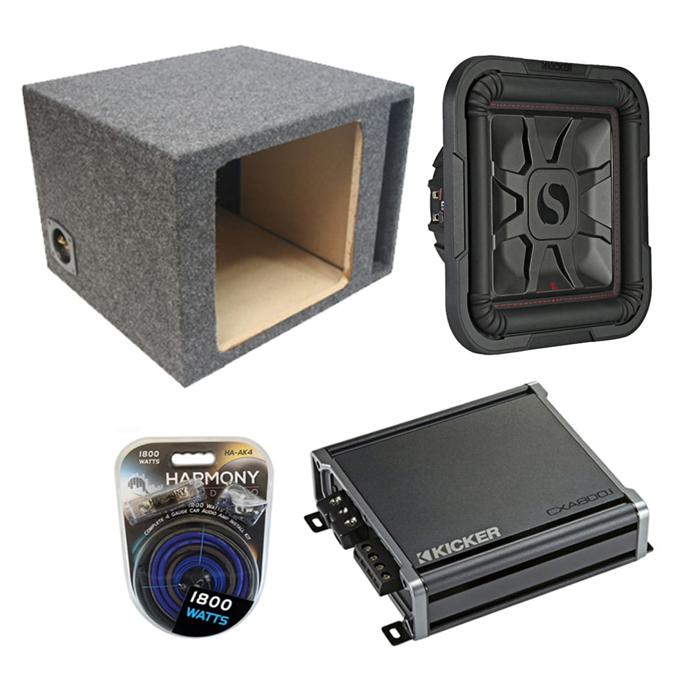 Kicker L7 10" 1000W Subwoofer 46L7T104 w/ Vented Sub Box & CXA800.1 ...