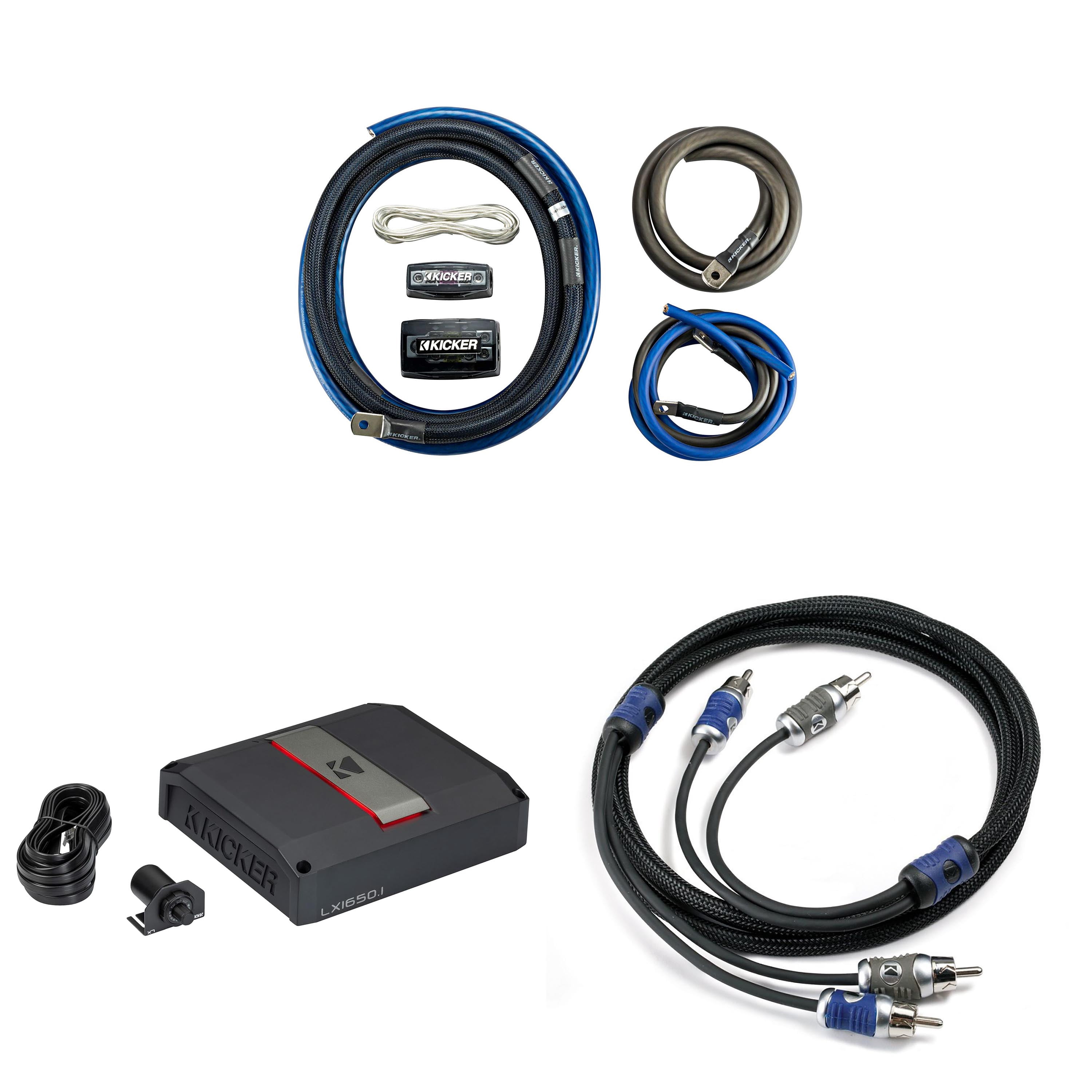 Kicker LX1650.1 KISL & Amp Install Kit, 1650w Mono Class-D Subwoofer ...