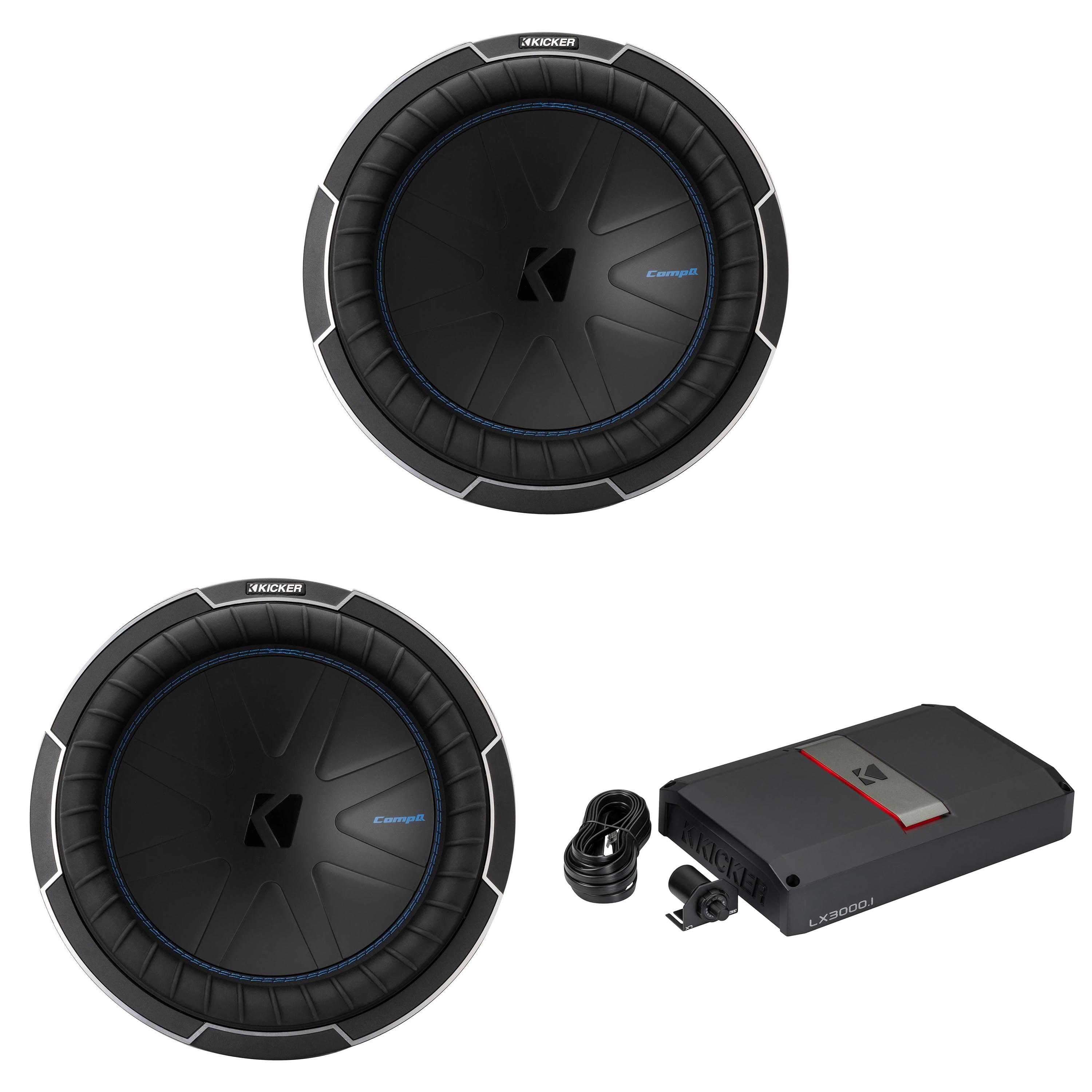 Kicker LX3000.1, (2) 12" CompQ 4 Ohm, Subwoofer & 3000w Mono Class-D ...
