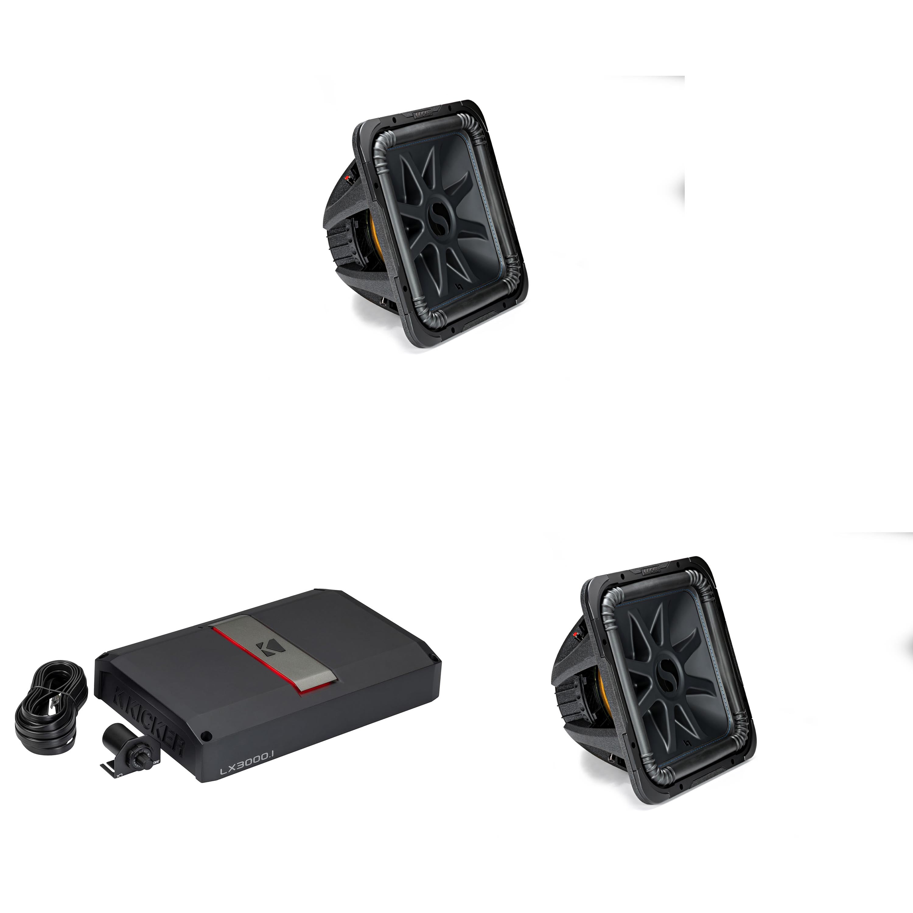 Kicker LX3000.1, (2) 15" Solo-Baric L7 4 Ohm, Subwoofer & 3000w Mono Class-D Amp Bundle ...