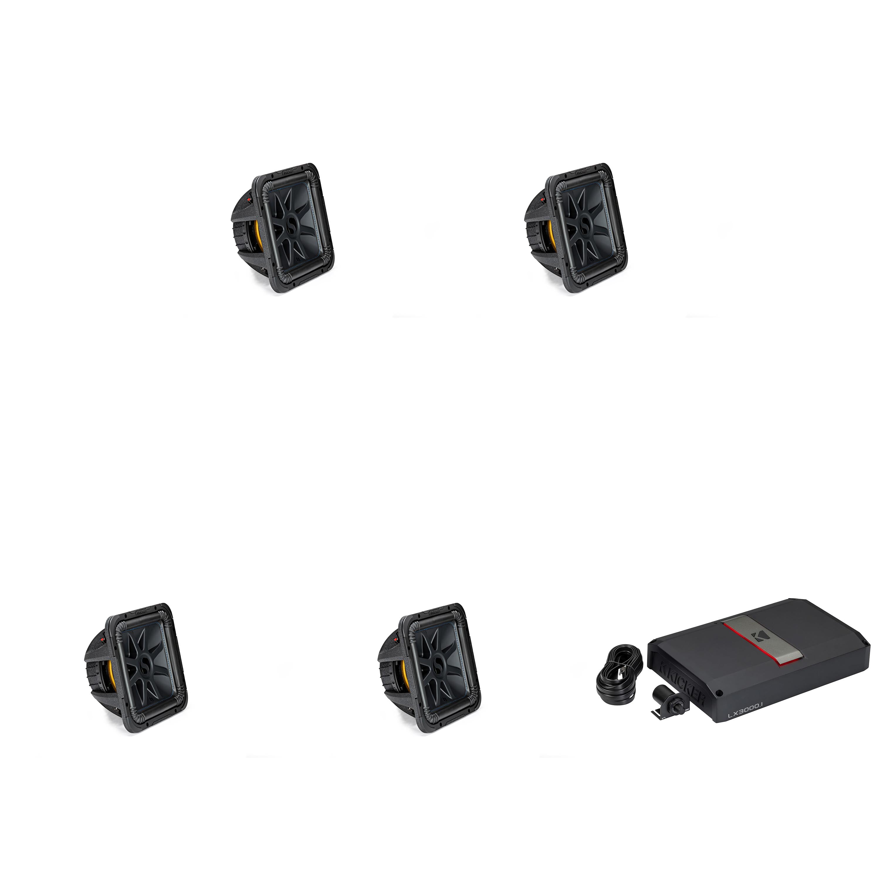 Kicker LX3000.1, (4) 12" Solo-Baric L7 2 Ohm, Subwoofer & 3000w Mono ...