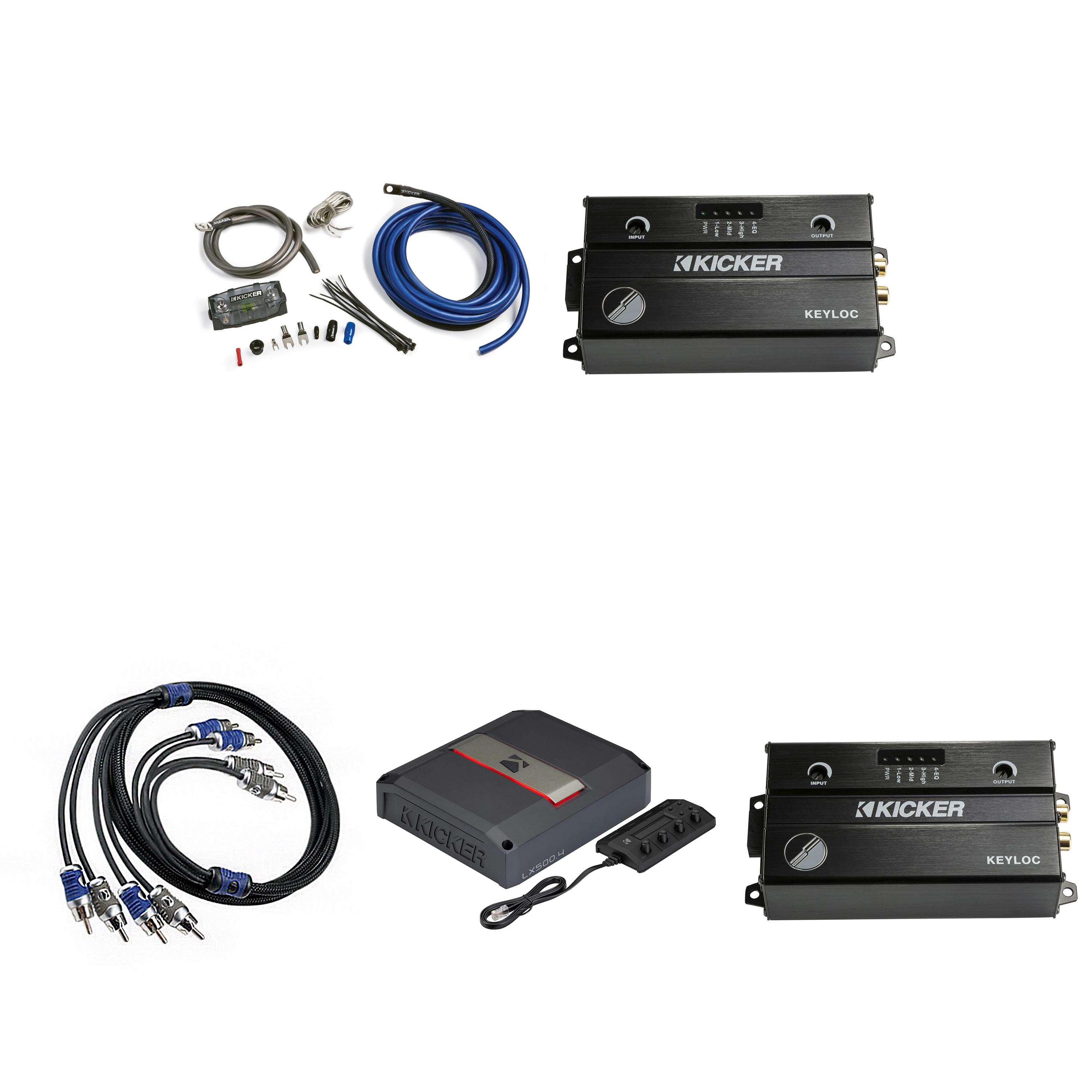 Kicker LX500.4 , (2) KISL, Amp Install Kit , 4-Channel Amplifier ...
