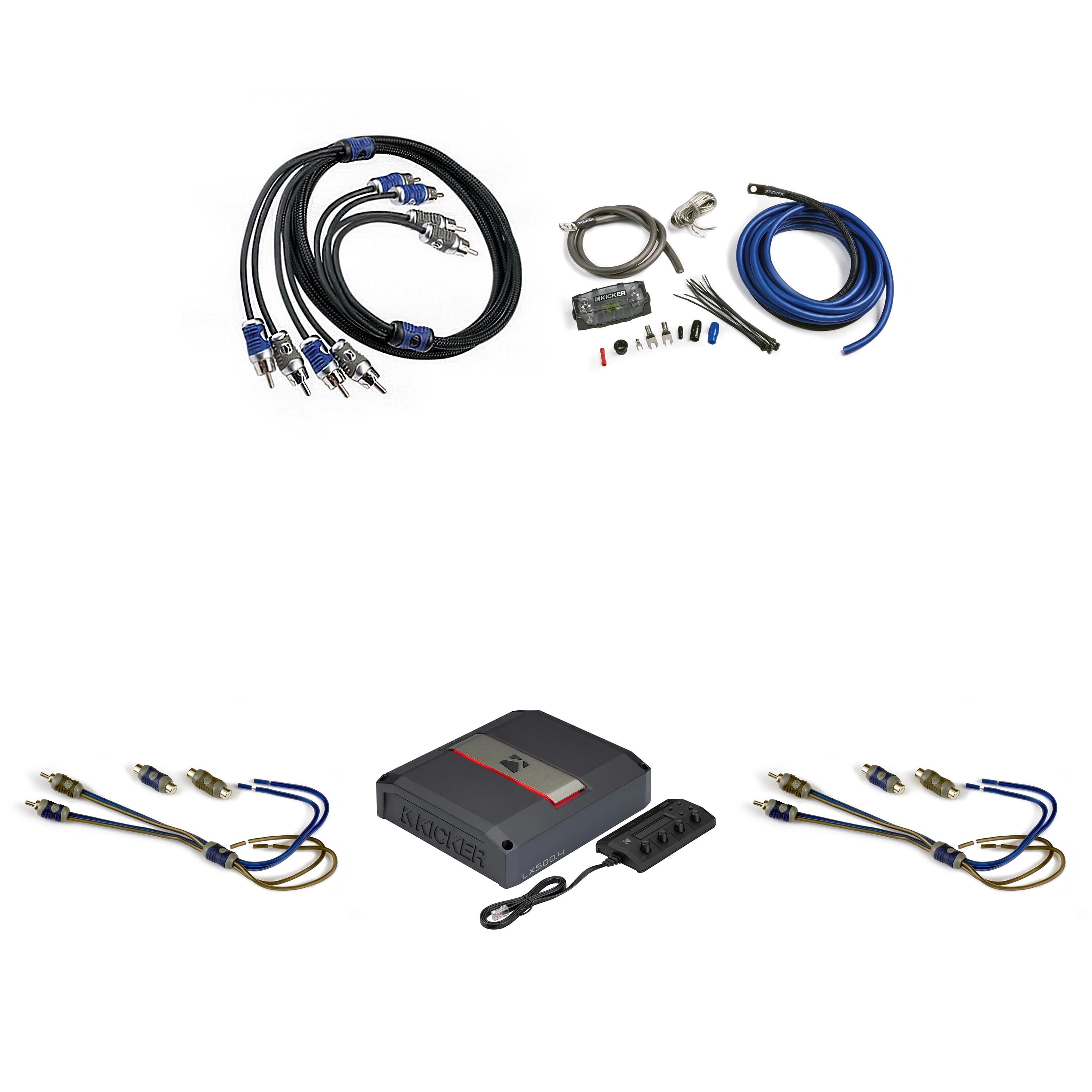 Kicker LX500.4 , (2) KISL, Amp Install Kit , 4-Channel Amplifier ...