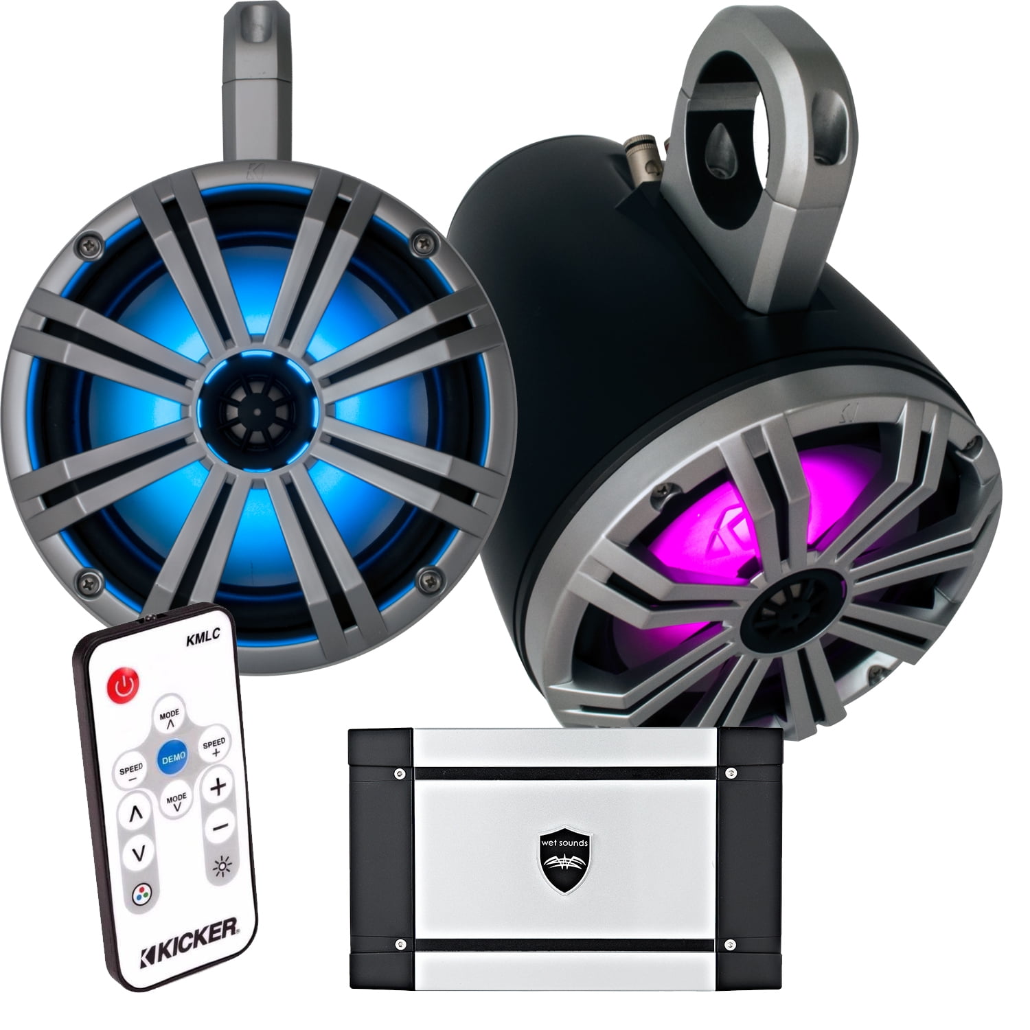 Kicker Marine 8" Black Tower System, 8" Silver Kicker KM Coaxial ...