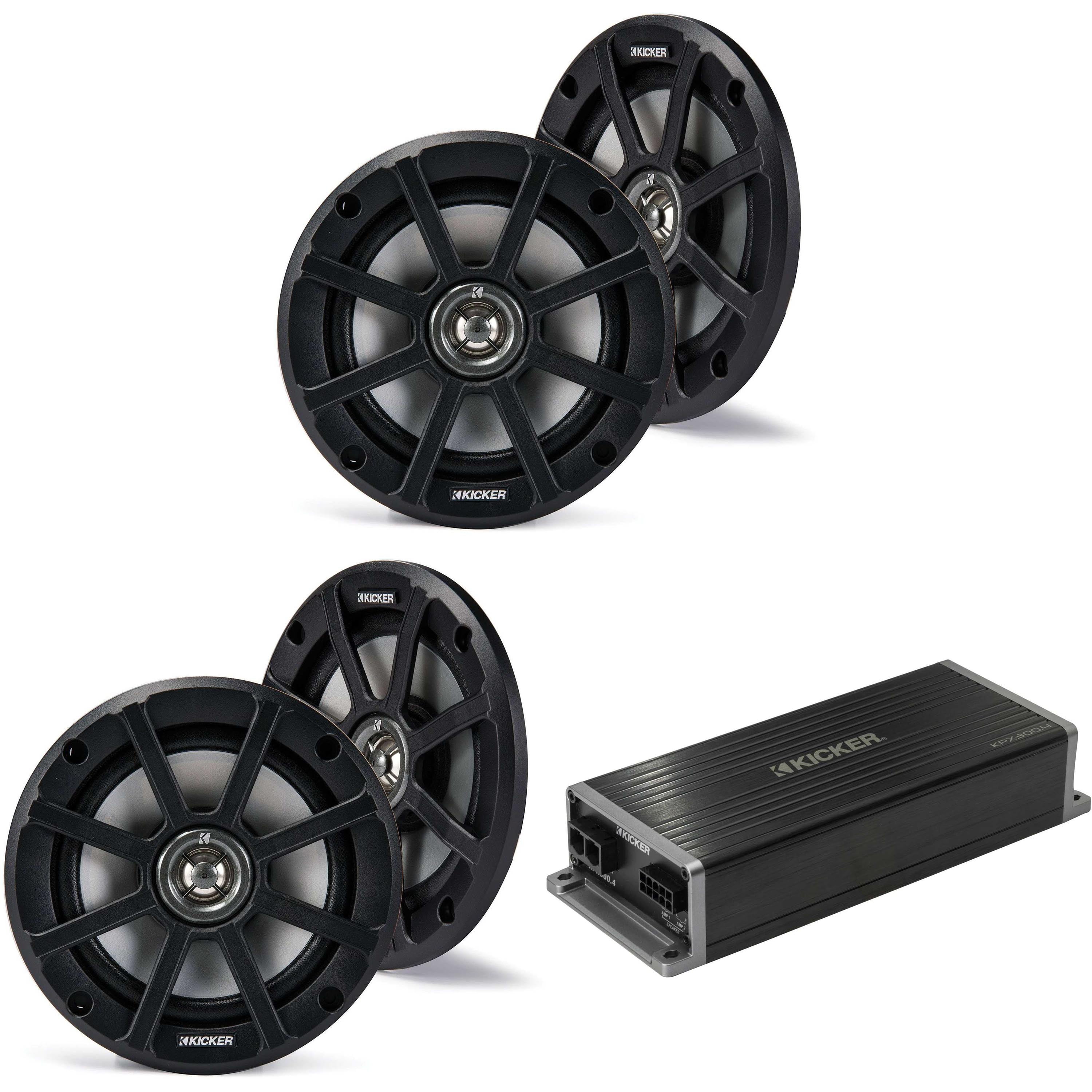 Kicker Marine KPX300.4 Powersports & Motorcycle Amp & (2) 6.5" Speakers ...
