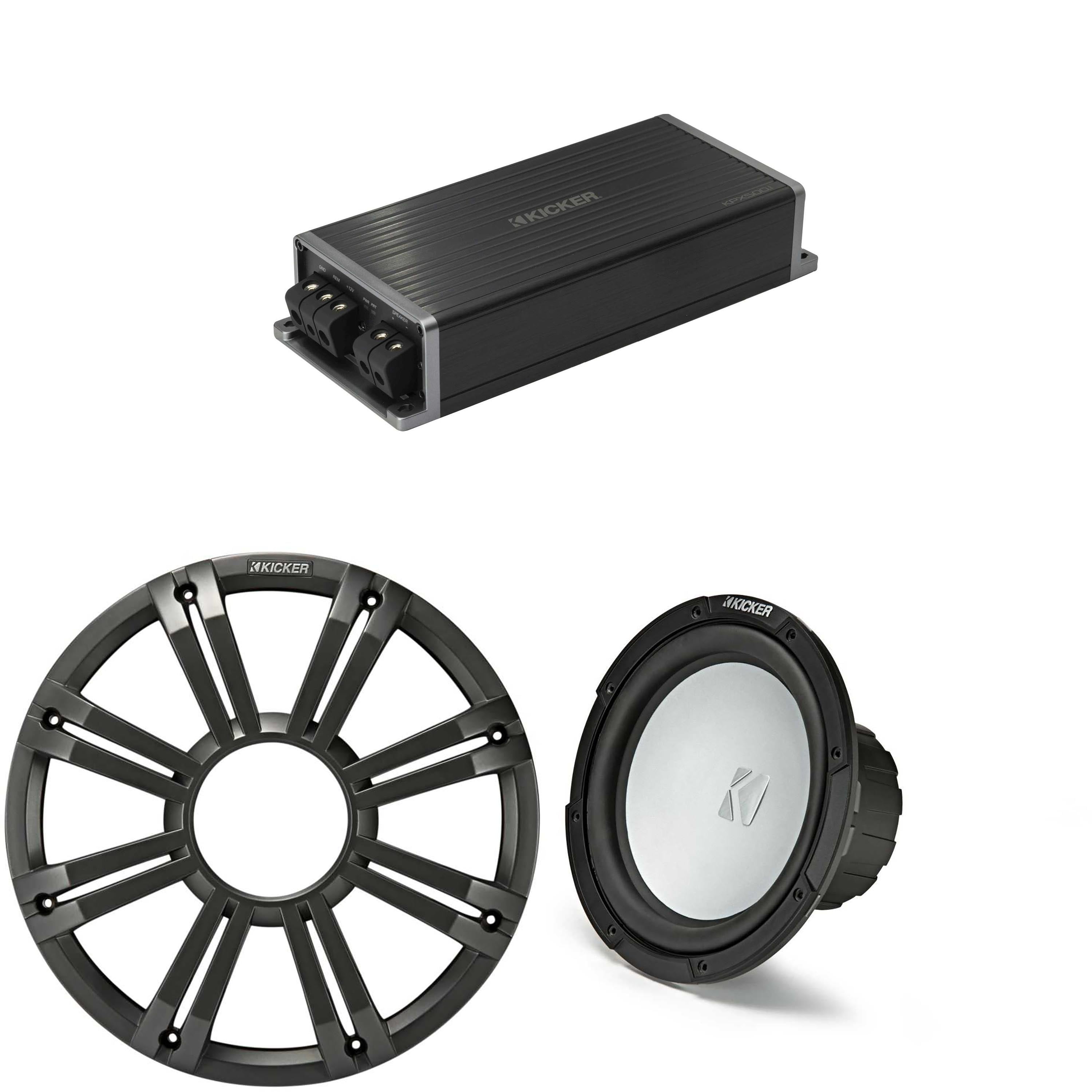 Kicker Marine KPX500.1 Powersports Amp & 10" 4 Ohm ( Charcoal Grill ...