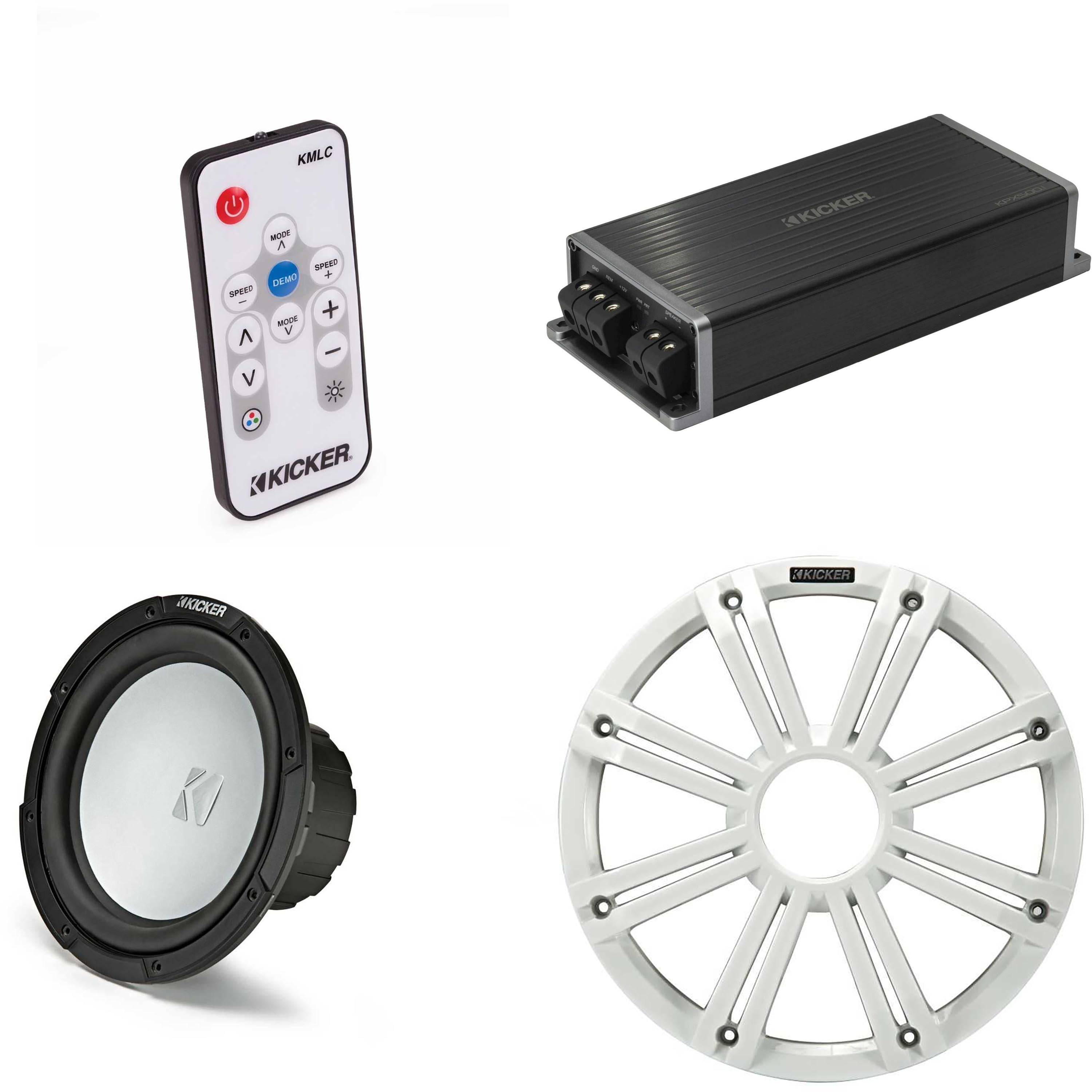 Kicker Marine KPX500.1 Powersports Amp & 10" Free Air 2 Ohm ( White ...