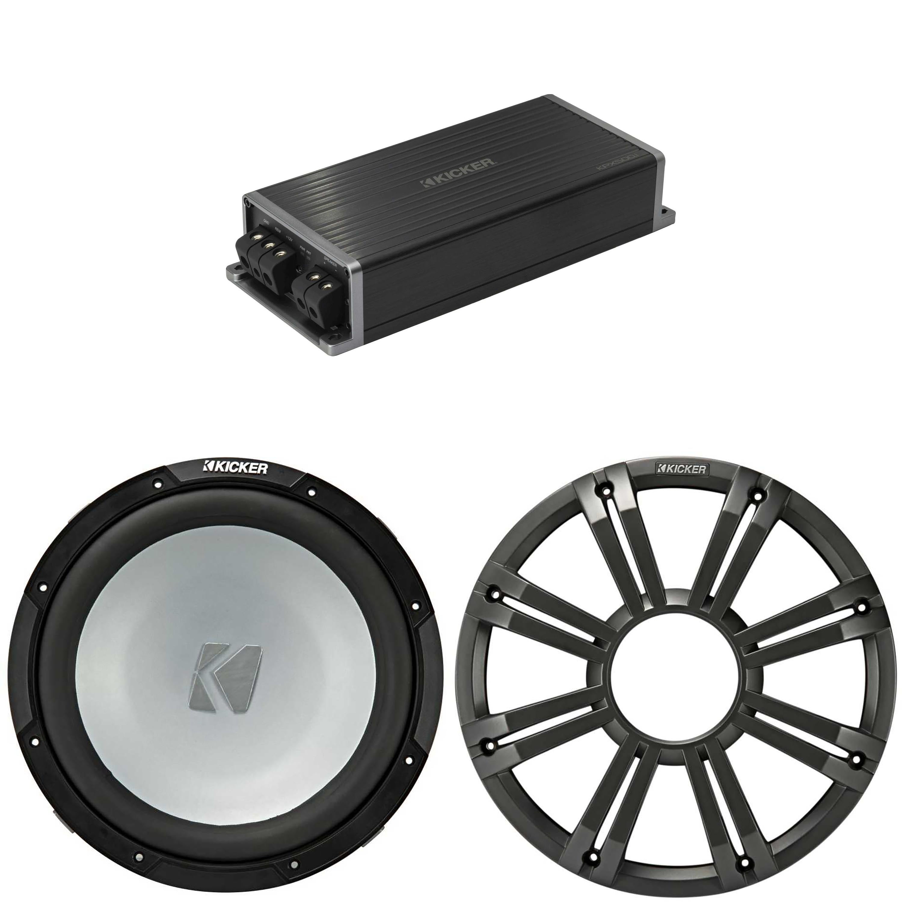 Kicker Marine KPX500.1 Powersports Amp & 12" Free Air 2 Ohm ( Charcoal ...