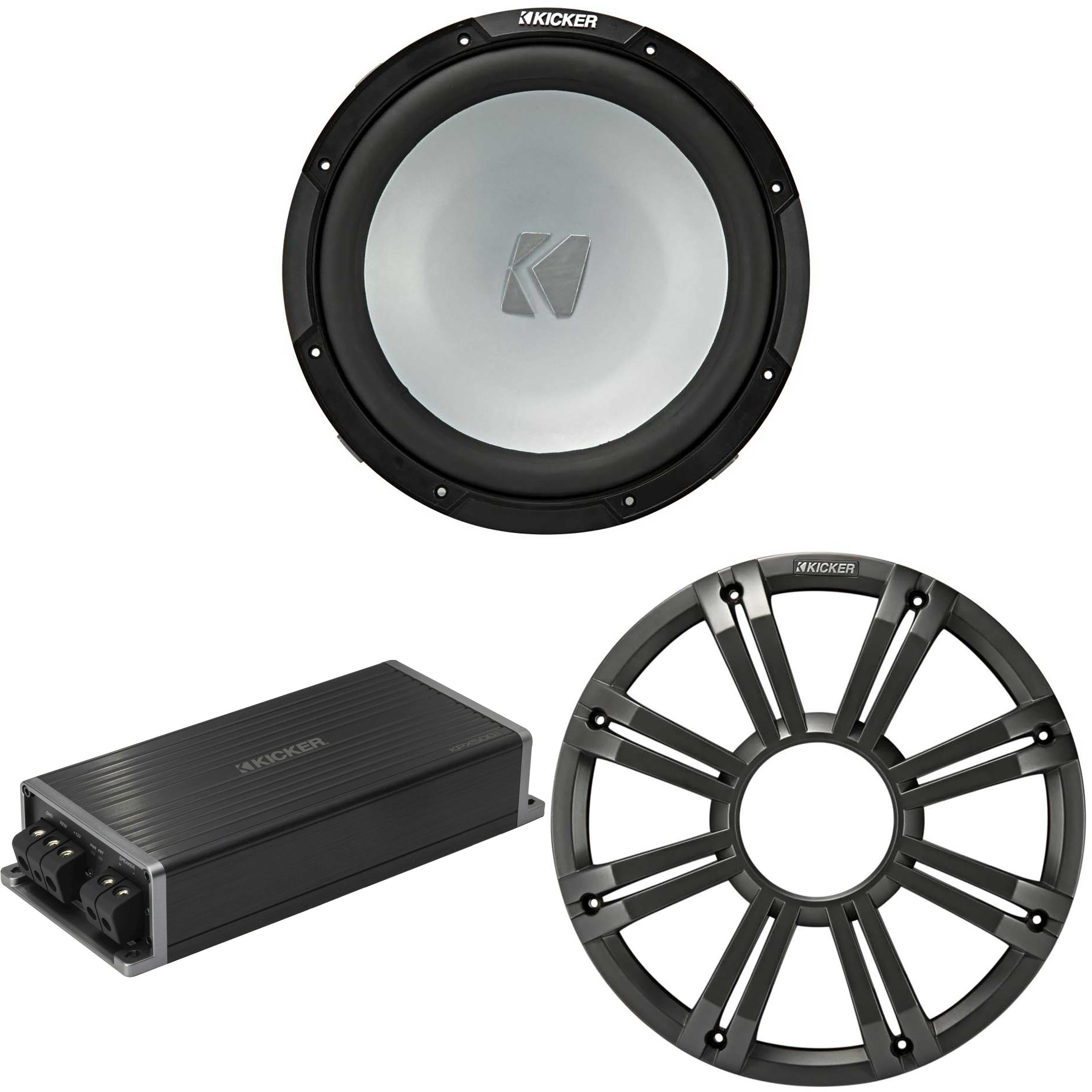 Kicker Marine KPX500.1 Powersports Amp & 12" Free Air 4 Ohm ( Charcoal ...