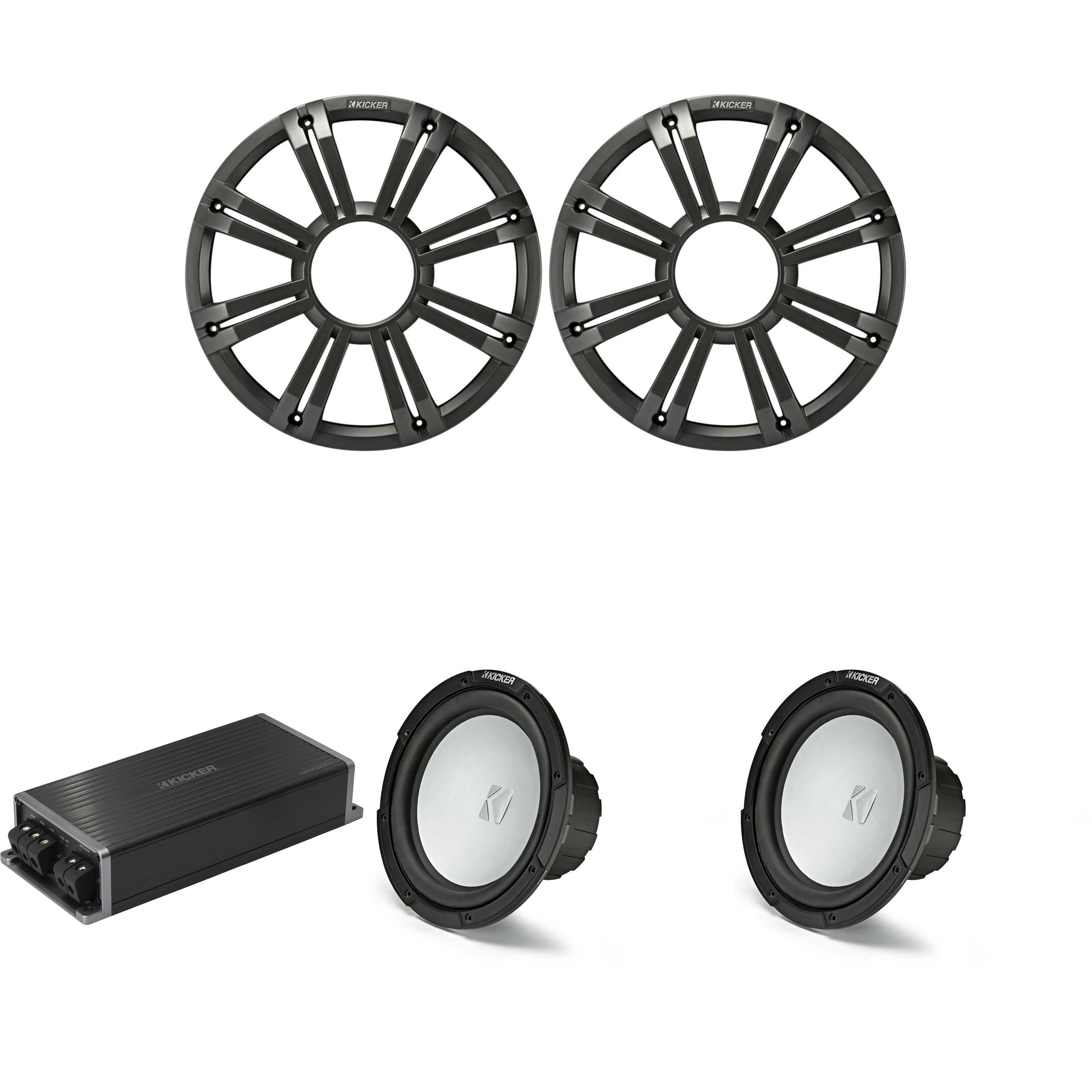 Kicker Marine KPX500.1 Powersports Amp & (2) 10" Free Air 4 Ohm ...