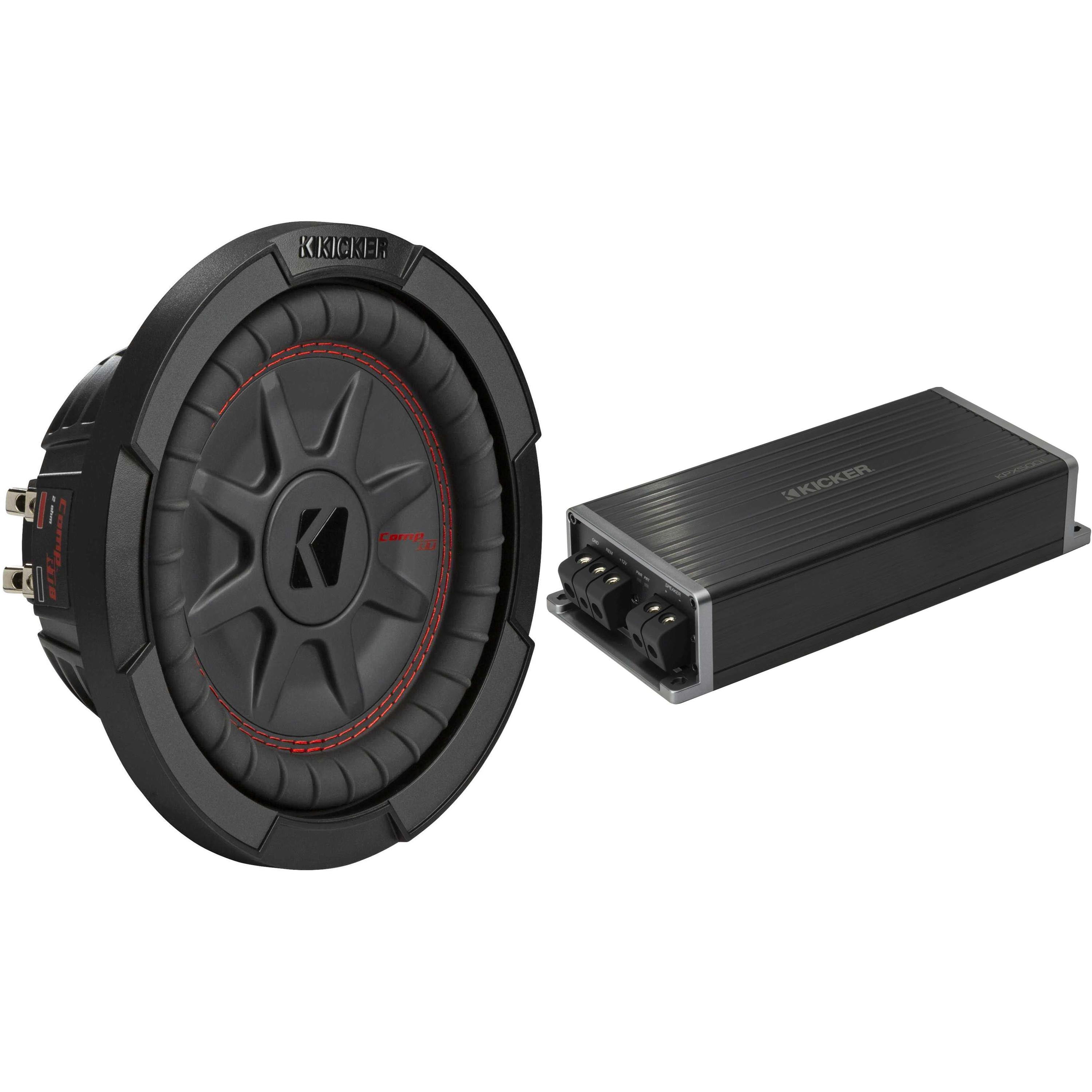 Kicker Marine KPX500.1 Powersports Amp & 8" CompRT DVC 4 Ohm. Subwoofer ...