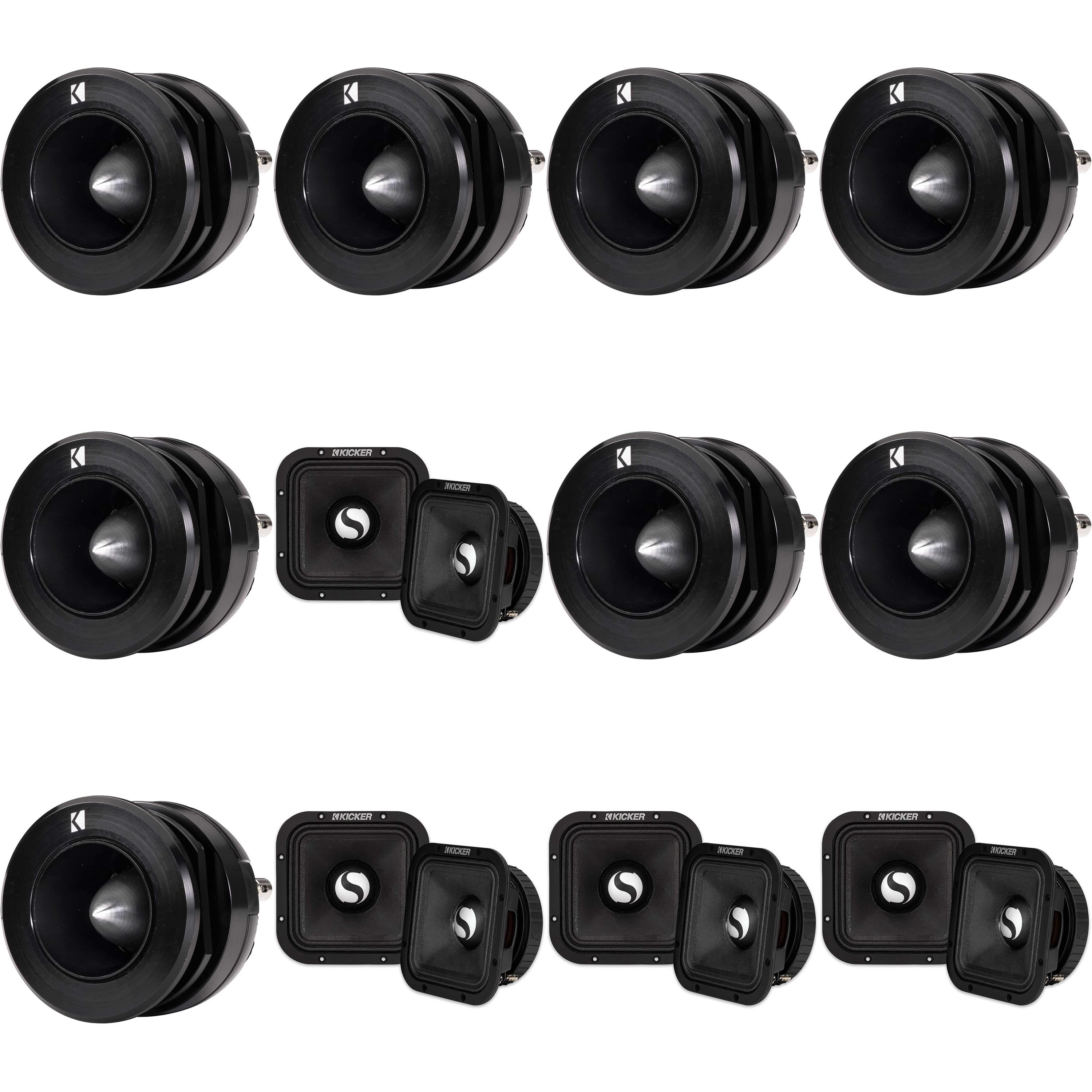 Kicker ST-Series PA ST4TW 1.5" Bullet Tweeter & ST7MR4 7" Mid Range ...