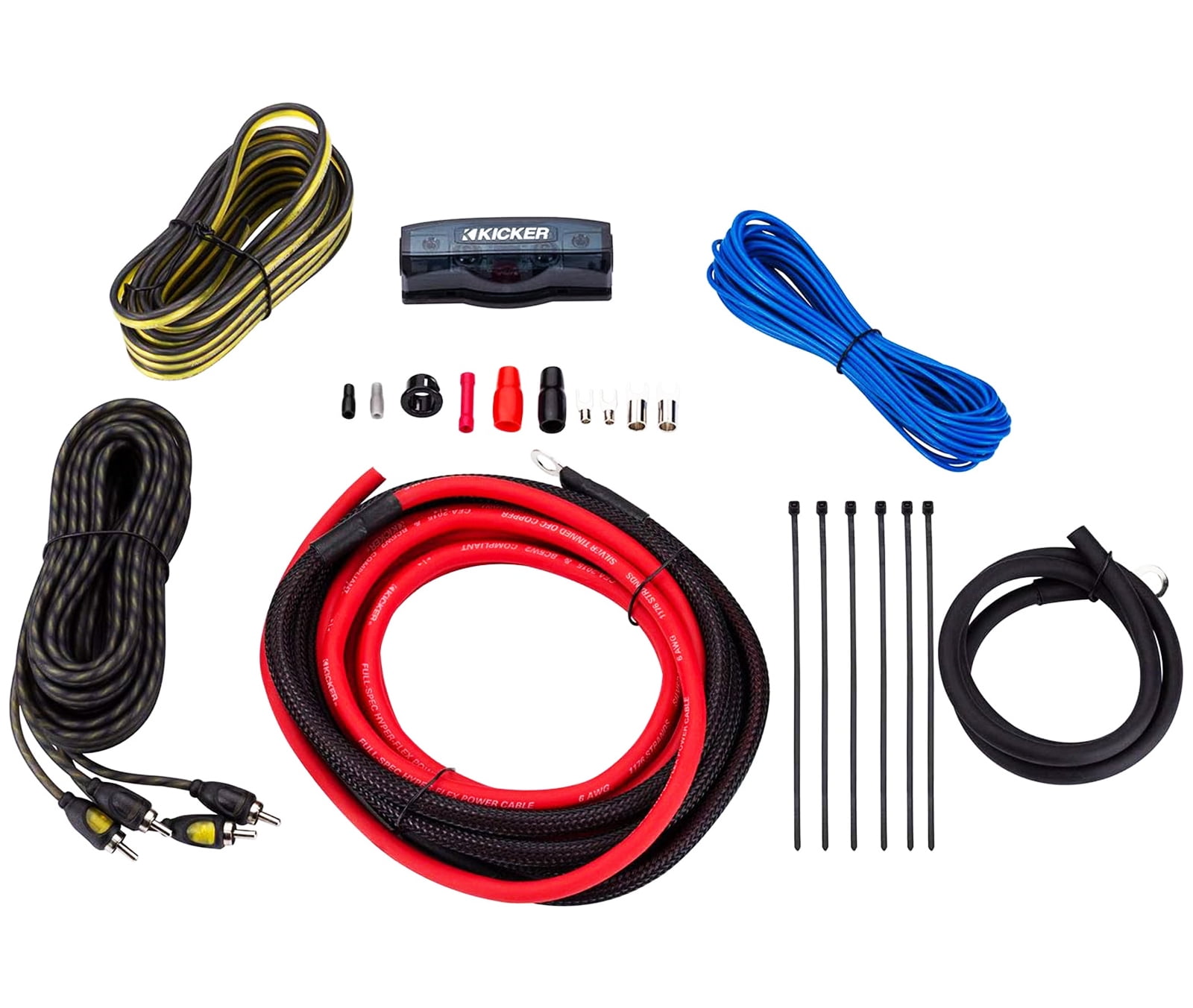 Kicker VK6 6AWG Complete Amplifier Kit, Speaker Wire, Fuse Holder ...