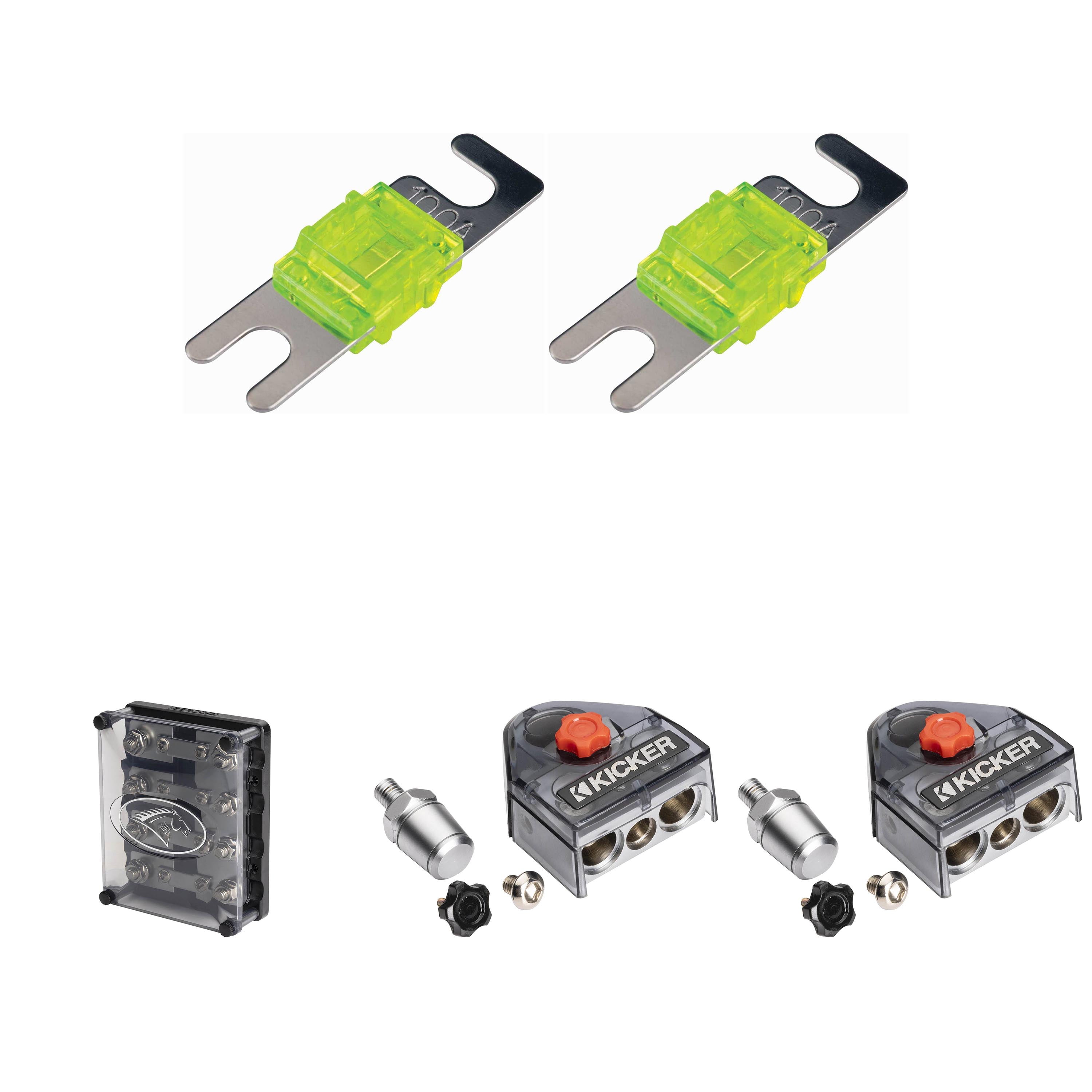 Kicker Warhorse (2) Battery Terminals & HPFD4 Fused Way Distribution ...