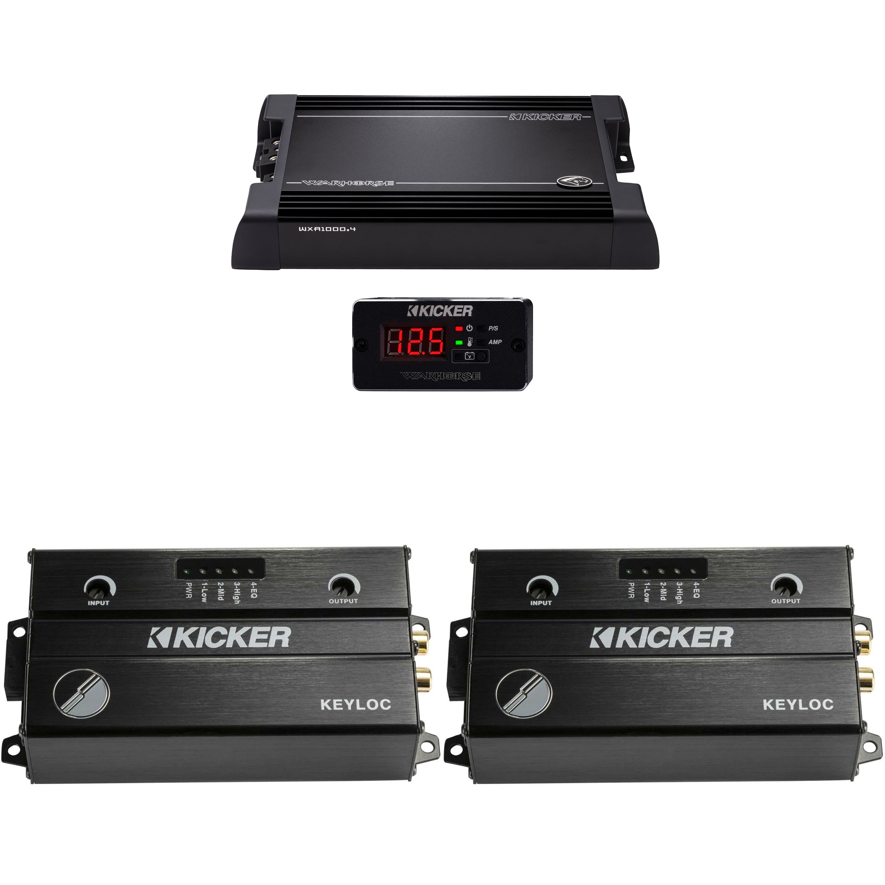 Kicker Warhorse 49WXA1004 4 Ch. Amp 2000 Watts & (2) KEYLOC Smart Line ...